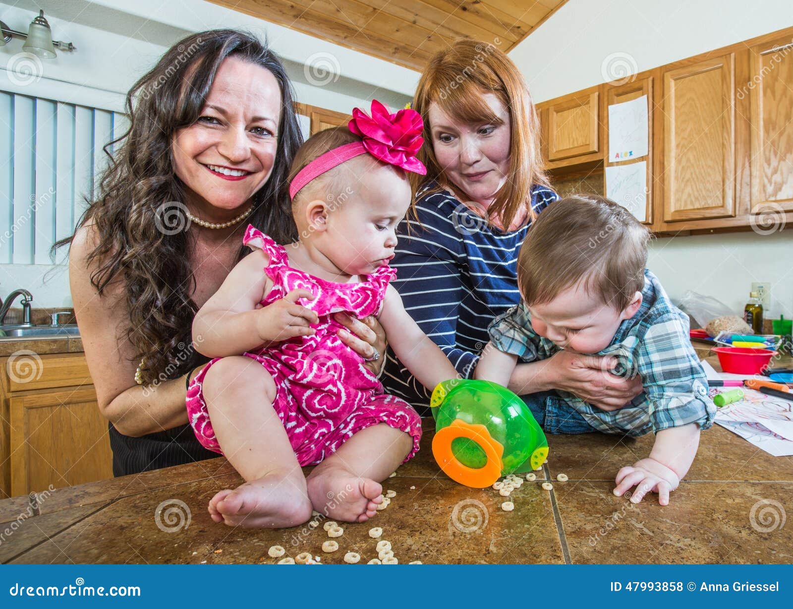 Mothers Play with Their Babies Stock Photo - Image of coffee, mess ...