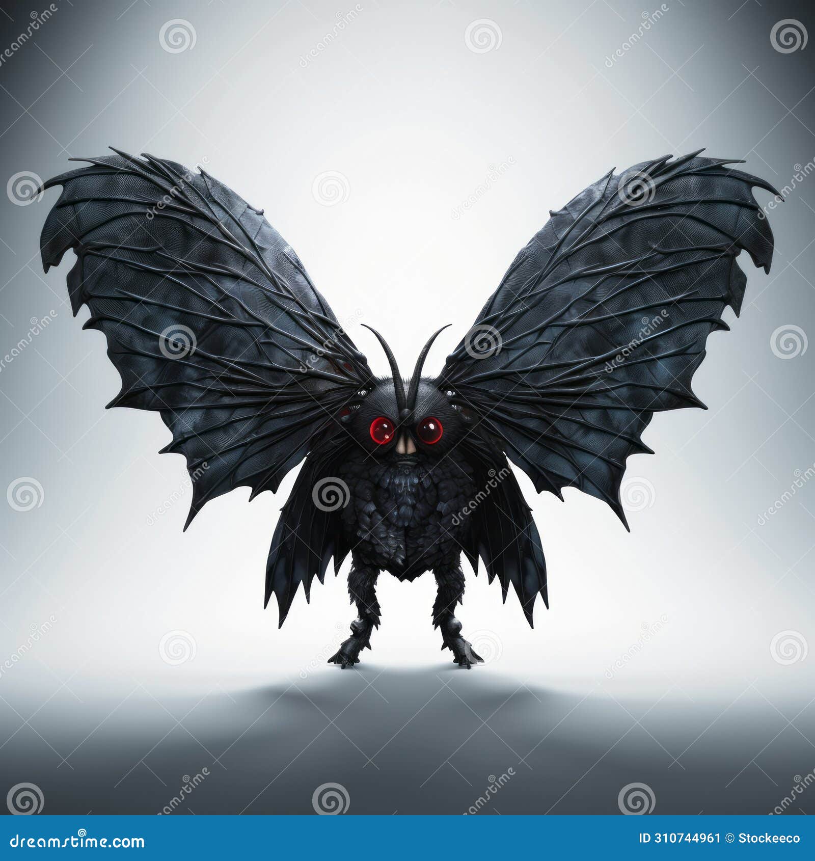 3d Cel-shaded Mothman Portrait on White Background Stock Illustration ...