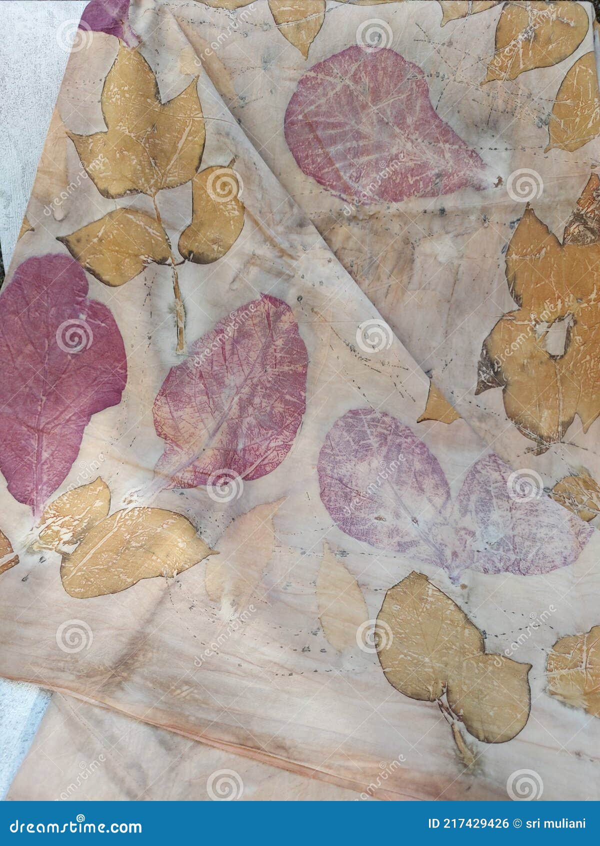Ecoprint on cotton stock photo. Image of leaf, dessert - 217429426