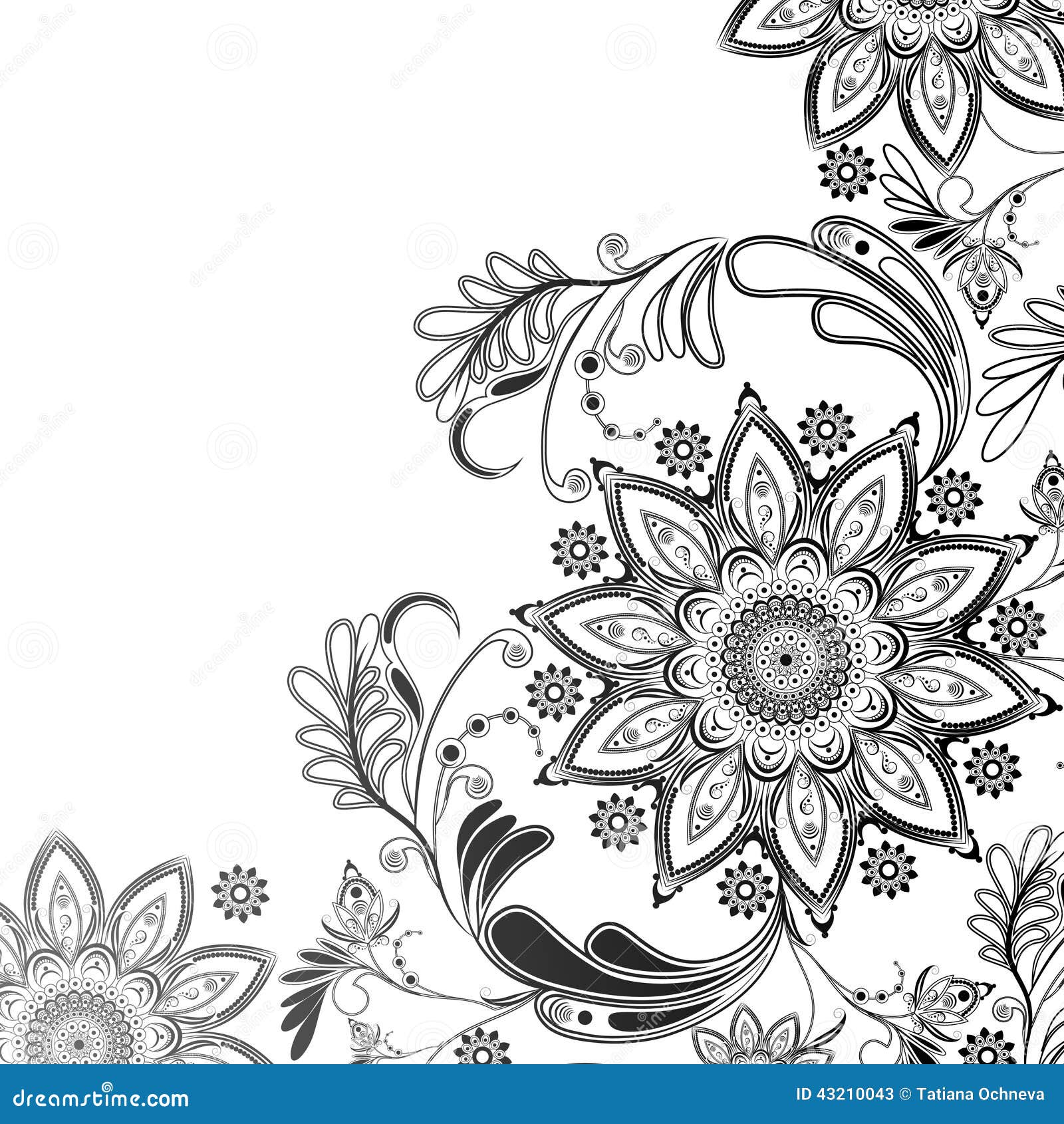 Motif Oriental En Noir Et Blanc Illustration de Vecteur - Illustration ...