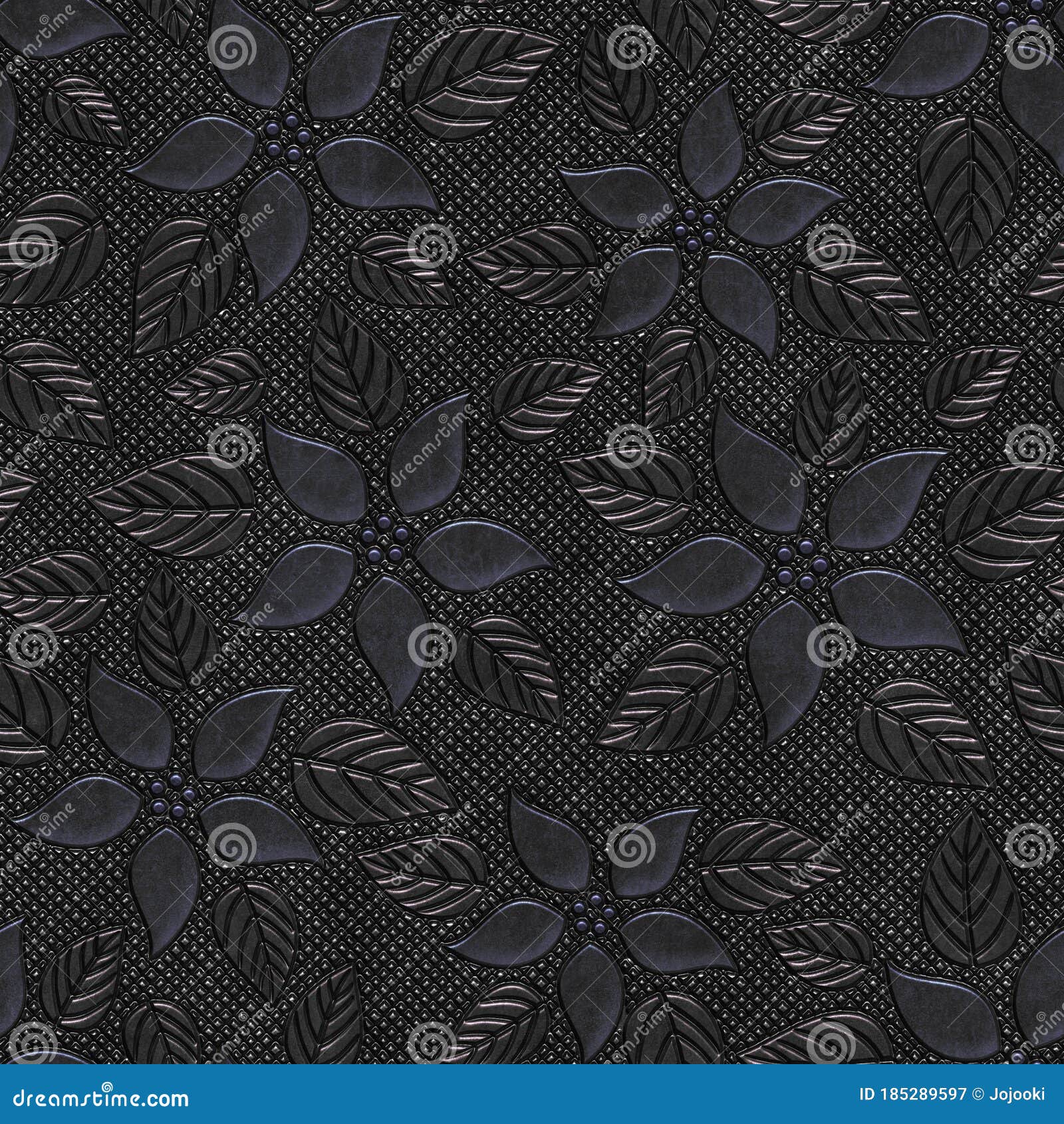 Metal Seamless Texture with Flowers Pattern, Panel, 3d Illustration ...