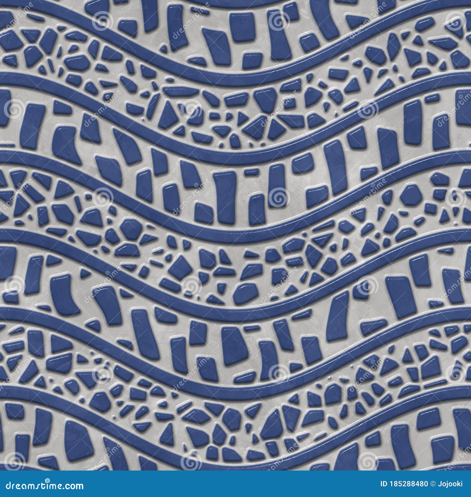 Waves Pattern on Ceramic Tile Seamless Texture, 3d Illustration Stock ...