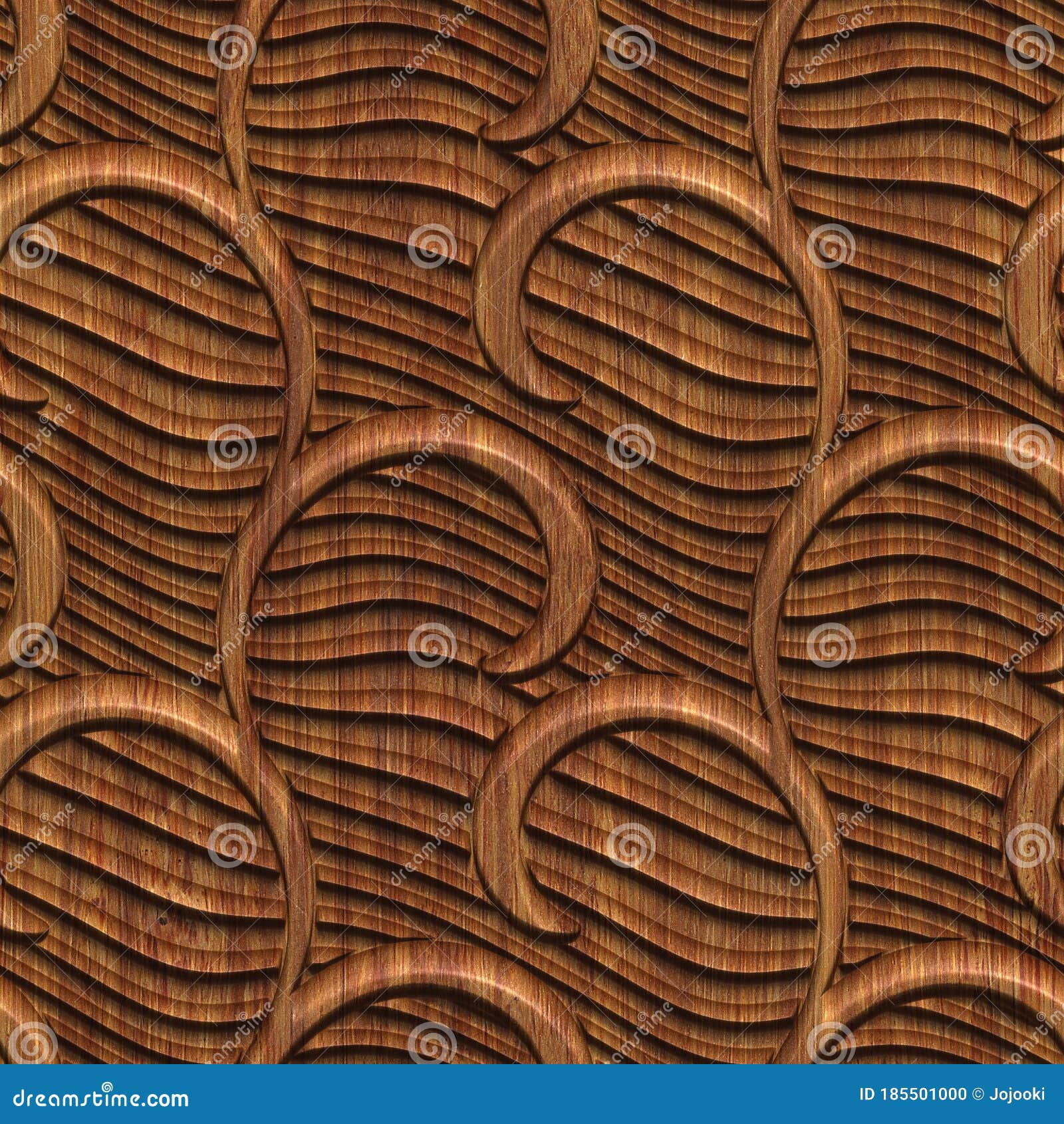 Carved Pattern on Wood Background Seamless Texture, 3d Illustration ...