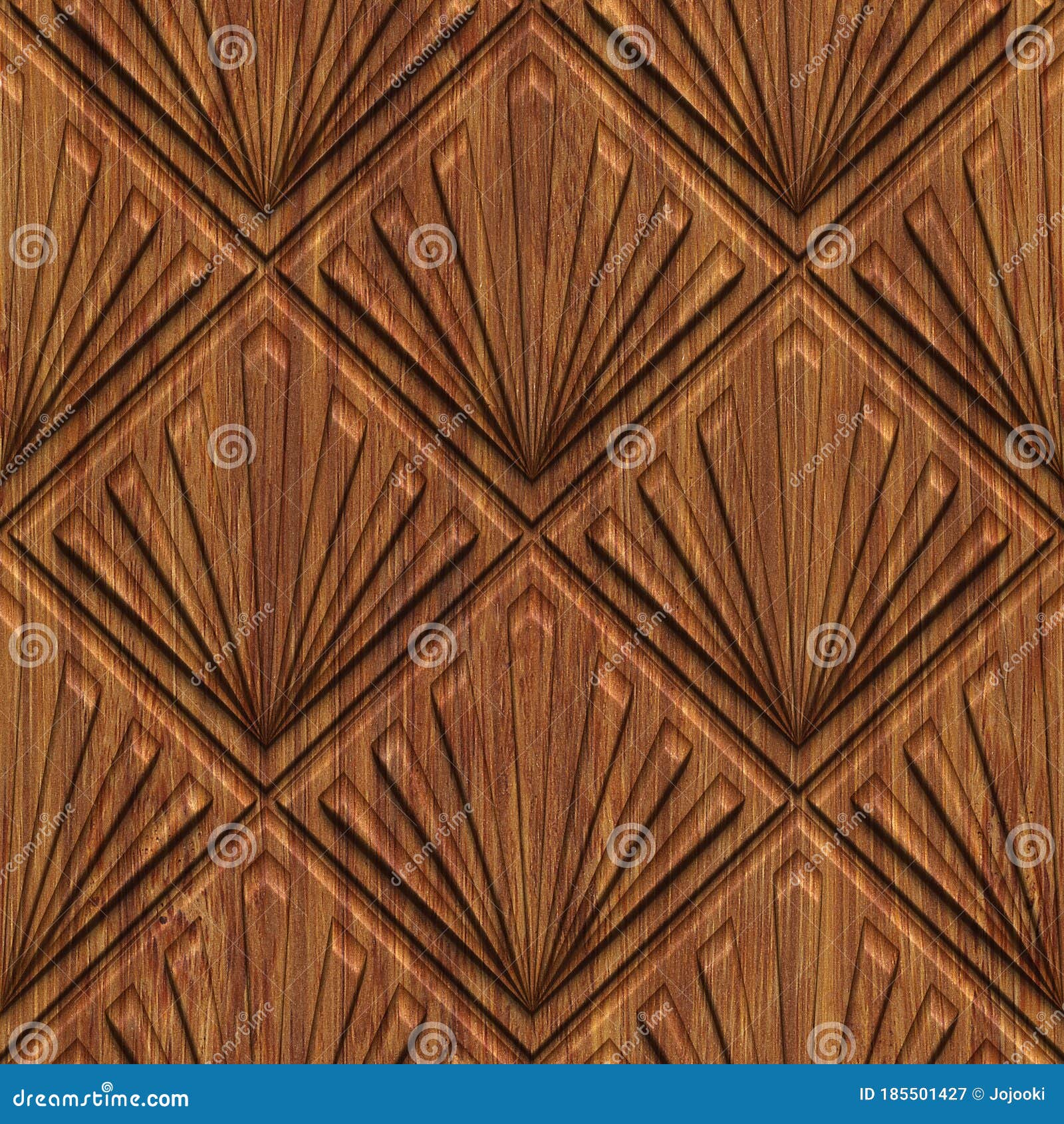 Carved Pattern on Wood Background Seamless Texture, 3d Illustration ...