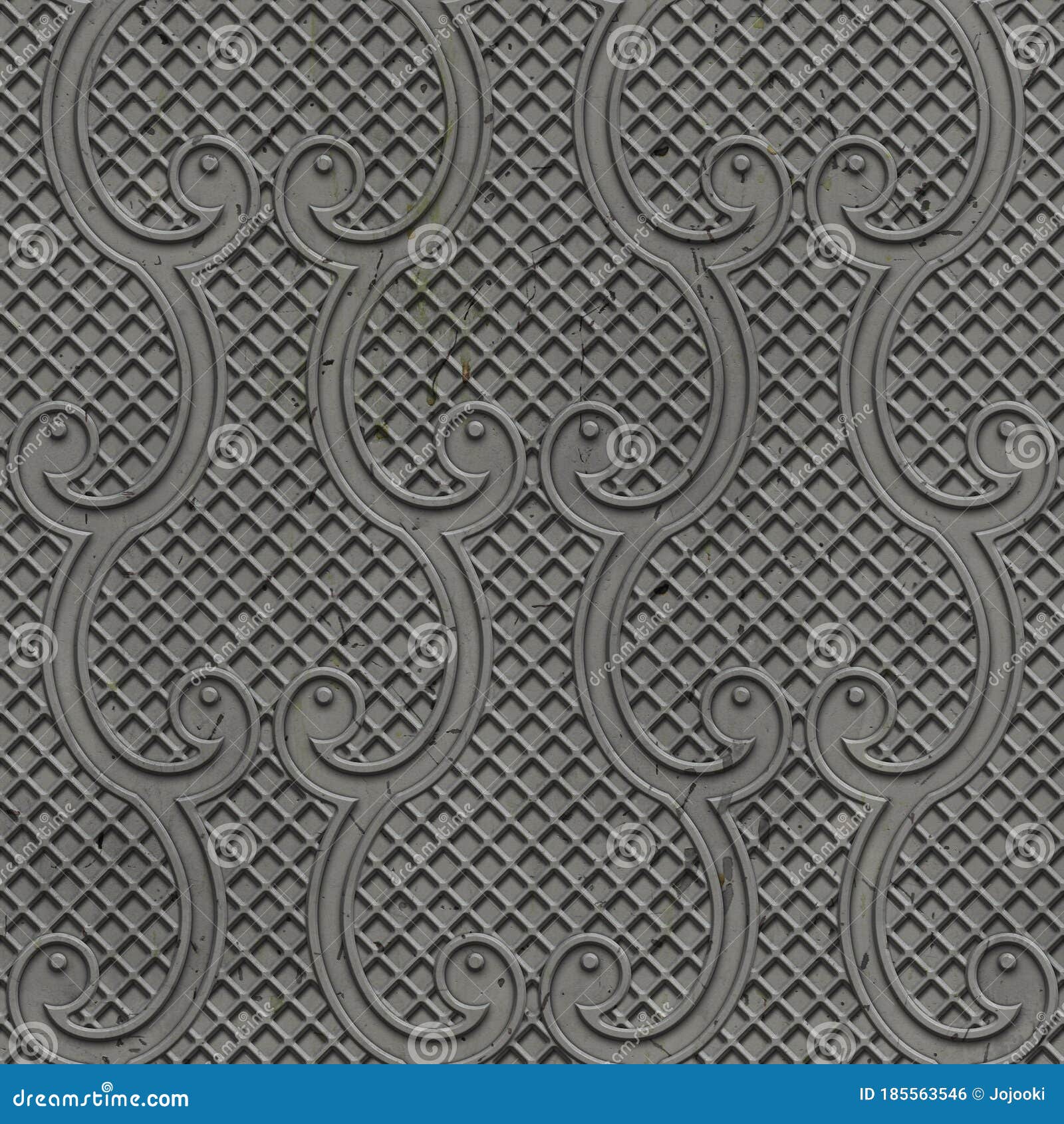 Metal Seamless Texture with Pattern, Panel, 3d Illustration Stock ...