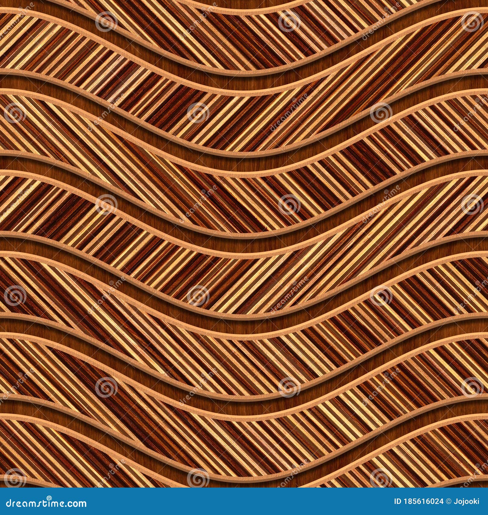 Carved Geometric Pattern on Wood Background Seamless Texture, Wave ...