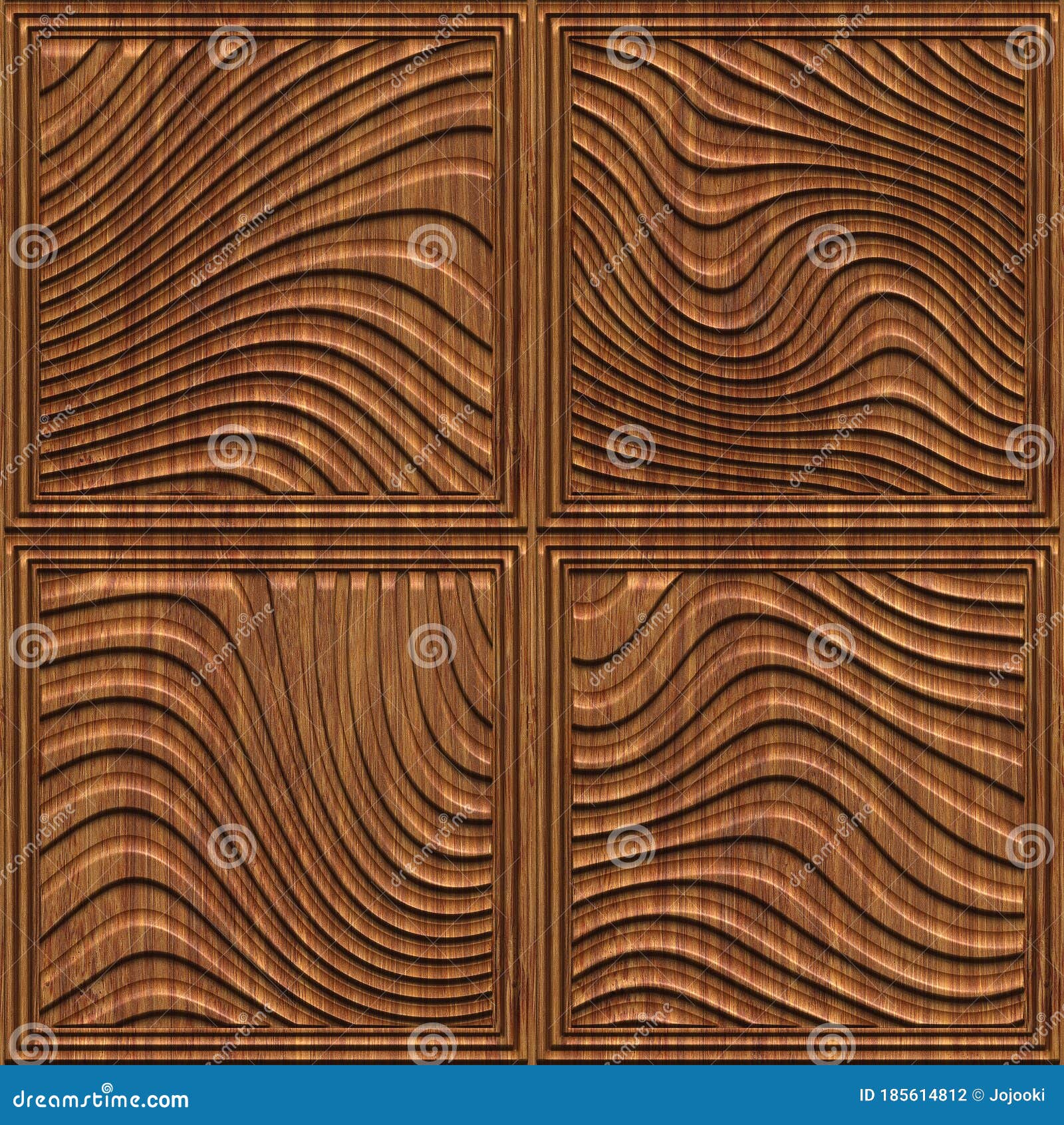 Carved Waves Pattern On Wood Background Texture, Marquetry Panel, Long ...