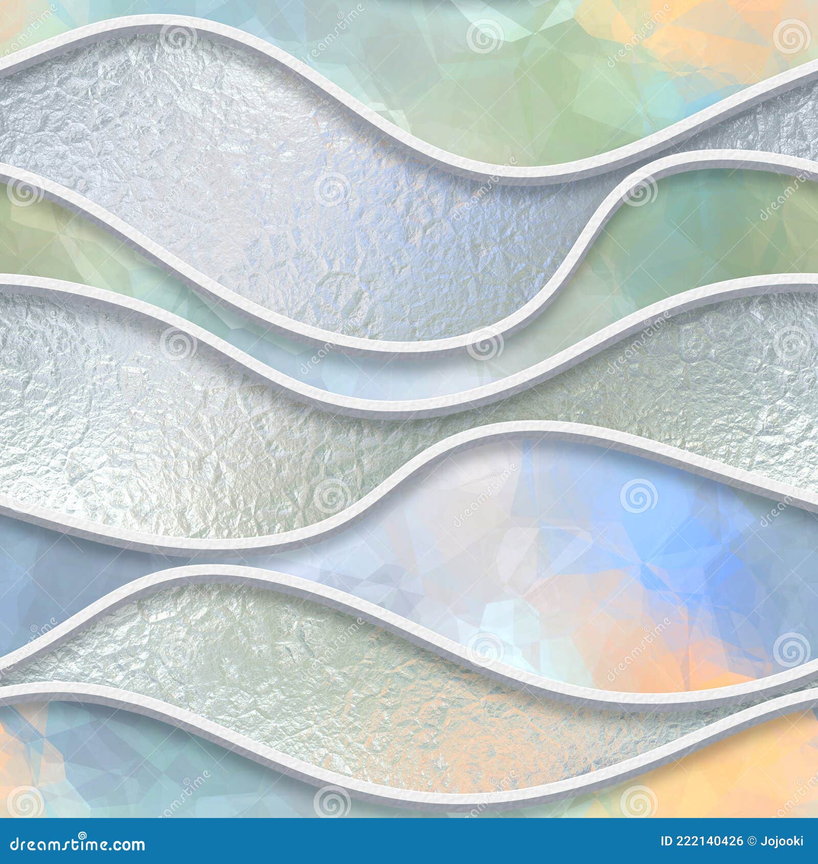 Colored Glass Seamless Texture with Relief Waves Pattern, 3d ...