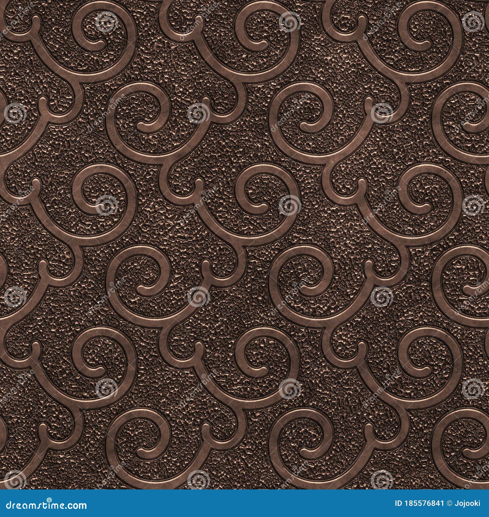 Copper Seamless Texture with Pattern, 3d Illustration Stock ...