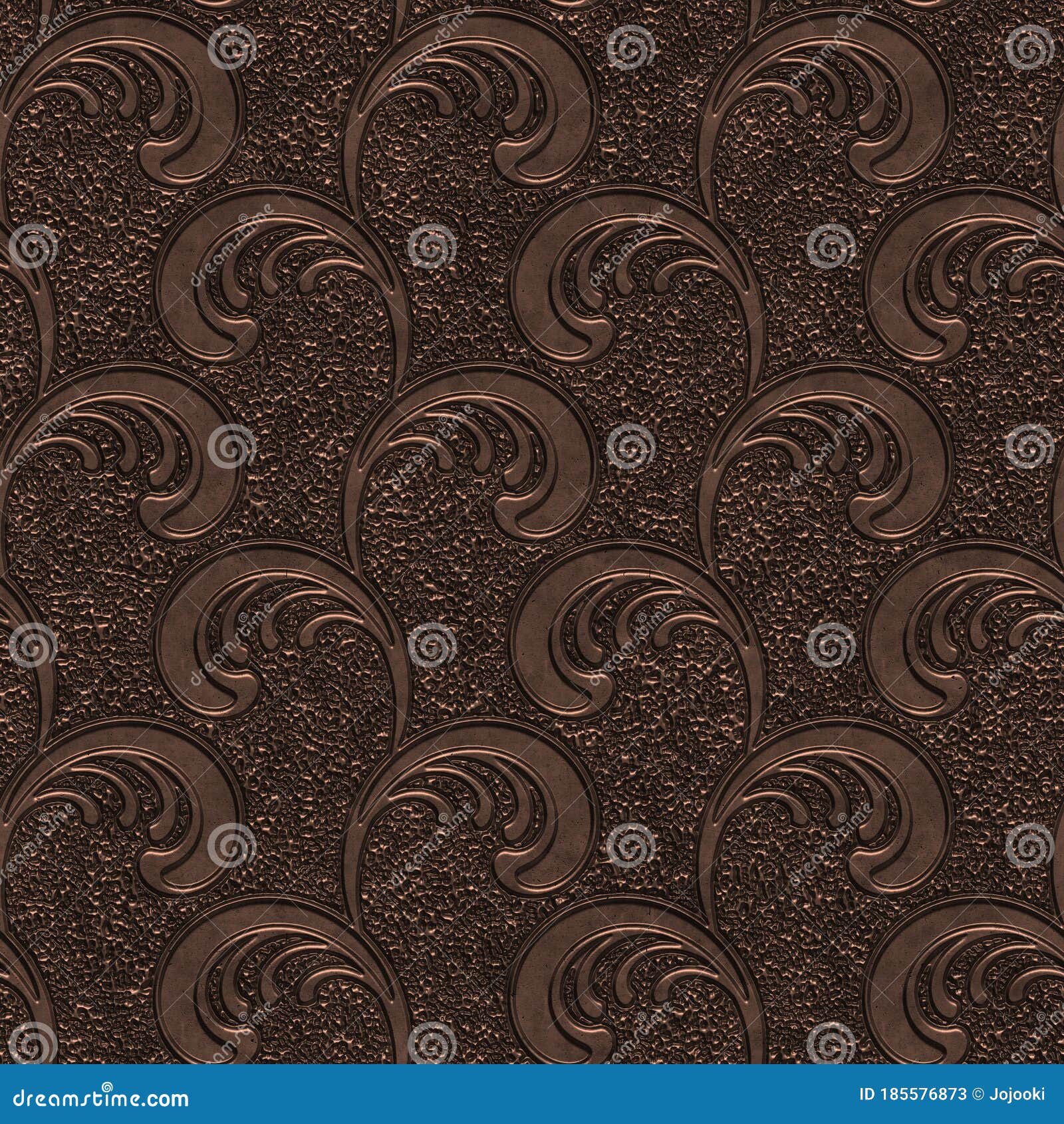 Copper Seamless Texture with Pattern, 3d Illustration Stock ...