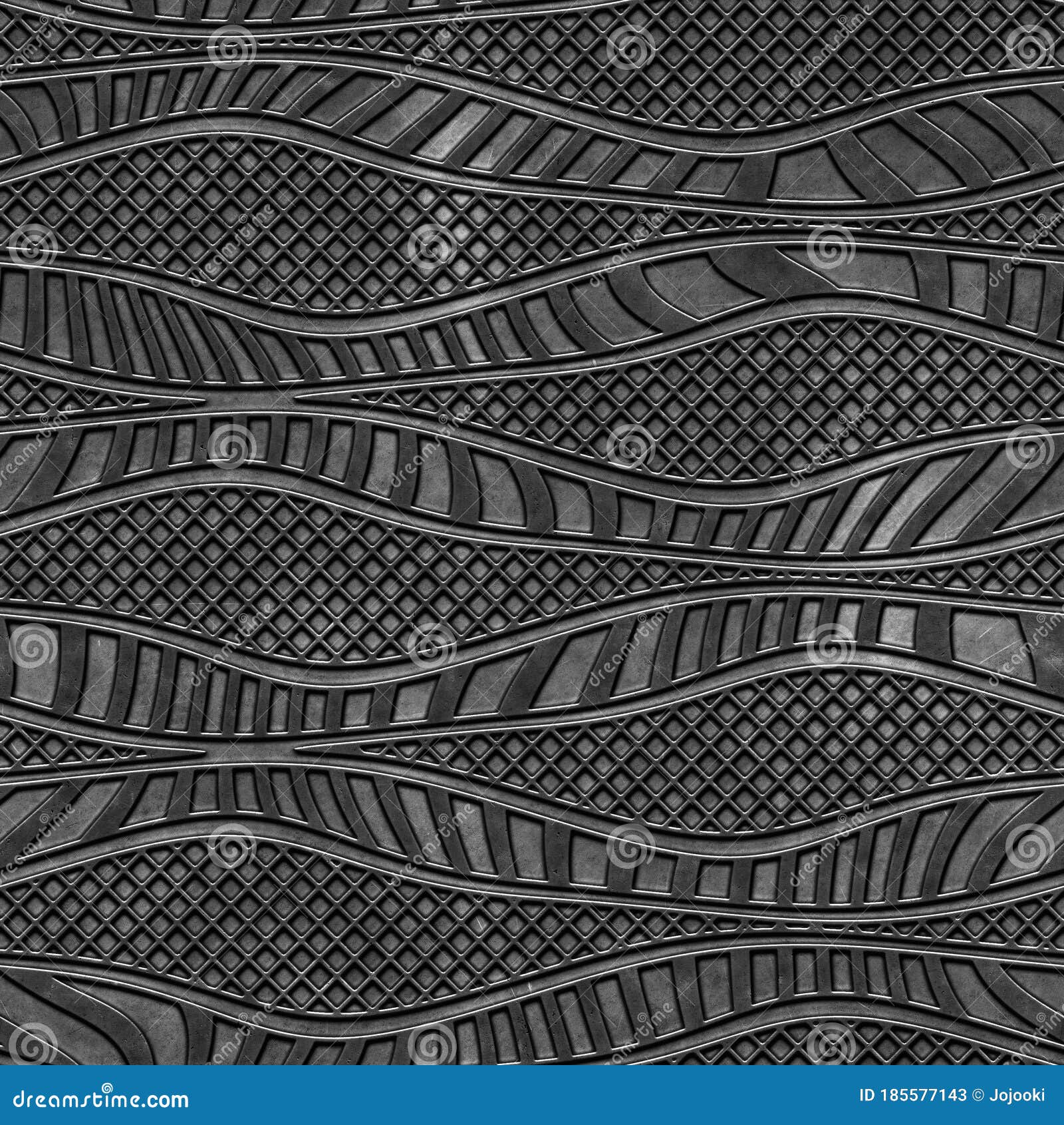 Metal Seamless Texture with Pattern, Panel, 3d Illustration Stock ...