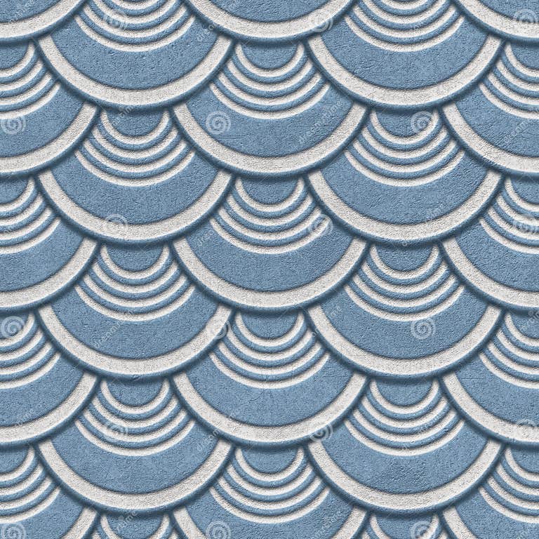 Plaster Wall with Scale Fish Pattern Seamless Texture, 3d Illustration ...
