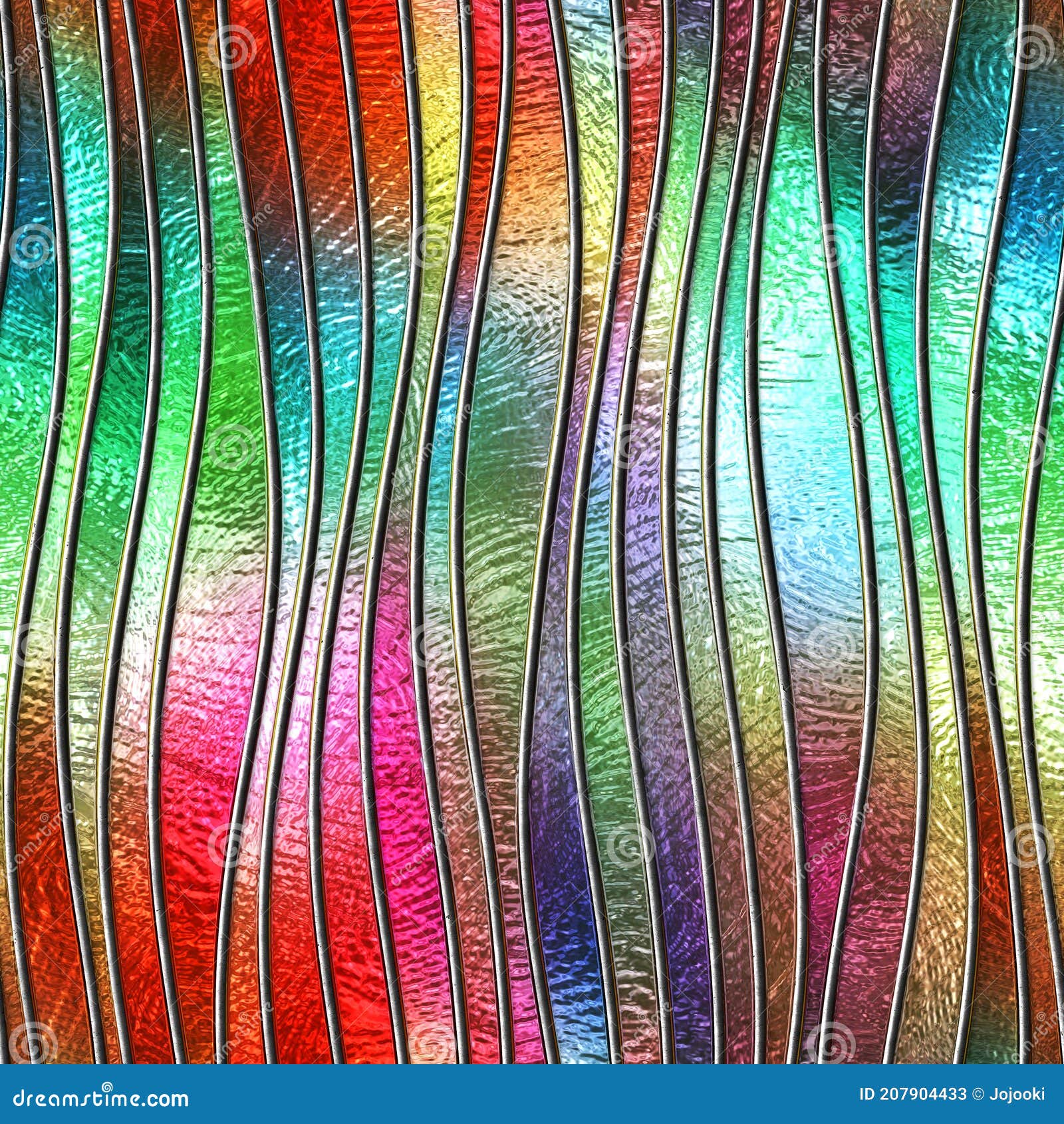 Stained Glass Seamless Texture with Waves Pattern for Window, Colored ...
