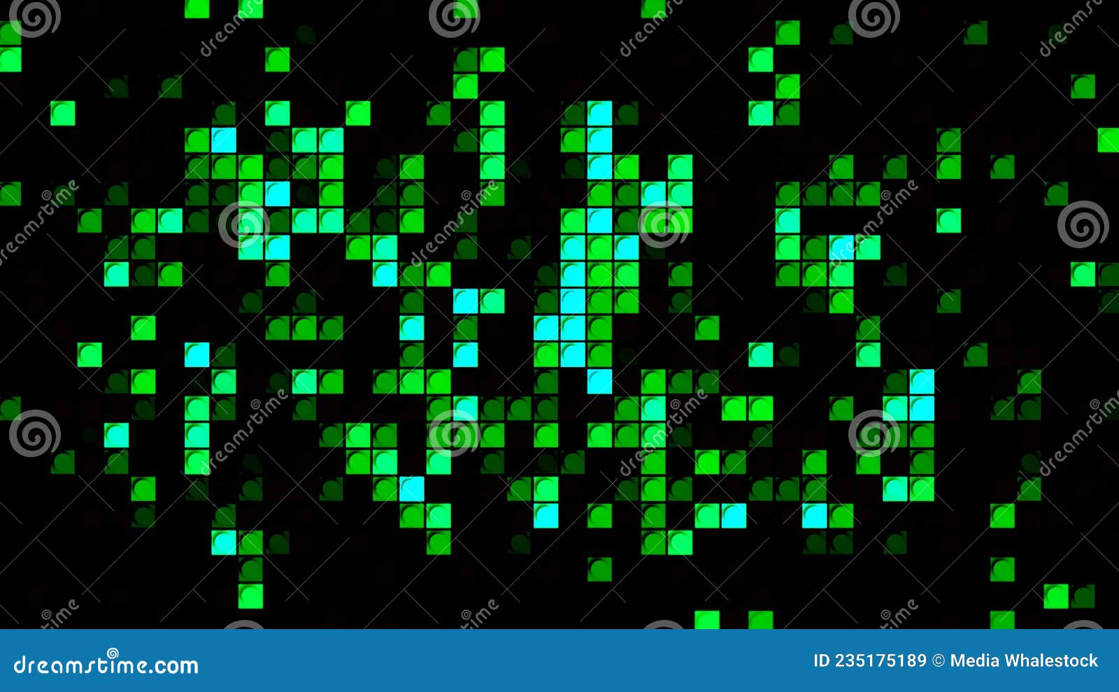 Motion Abstract Background with Green Pixels Flashing and Blinking on a ...