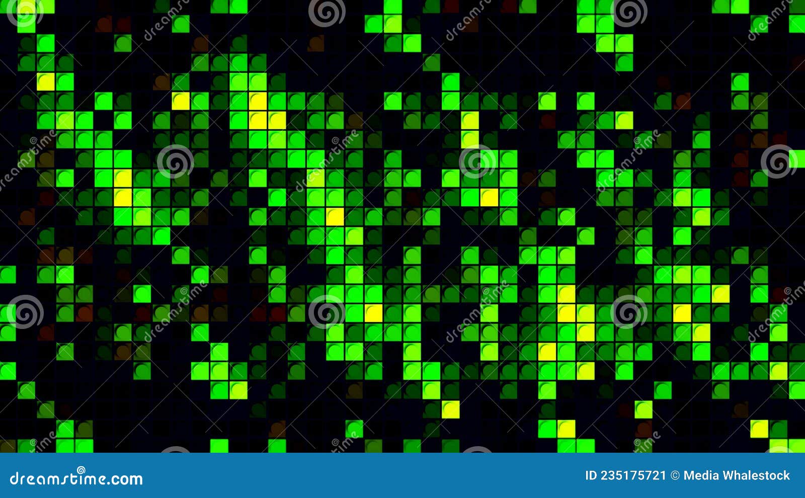 Motion Abstract Background with Green Pixels Flashing and Blinking on a ...