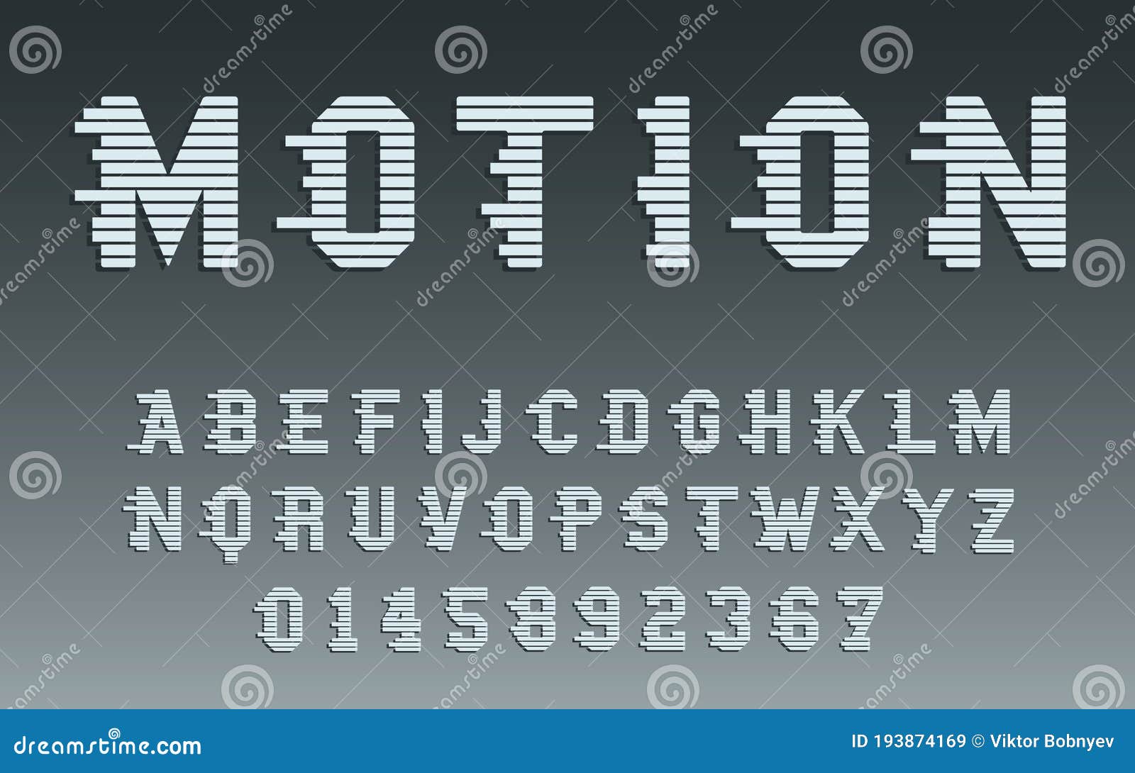 Motion Alphabet Template. Movement Typography Letters And Numbers Set ...