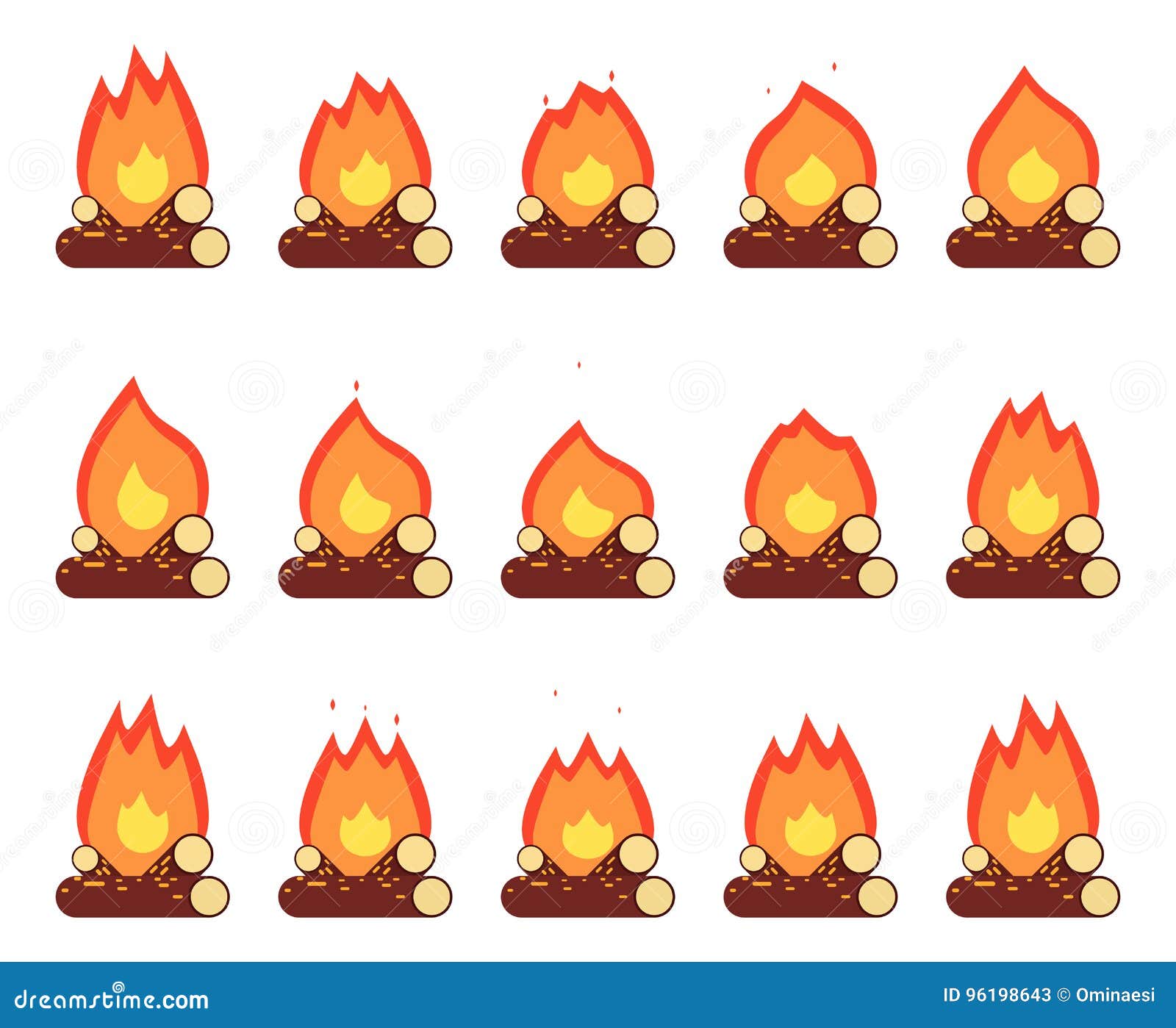 Motion Animation Flame Burn Night Camp Campfire Game Element Isolated ...