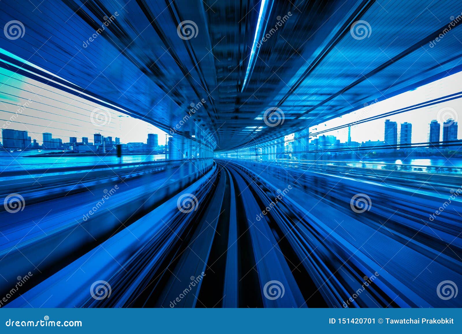 Motion Blur of Automatic Train Moving Inside Tunnel in Tokyo, Japan ...