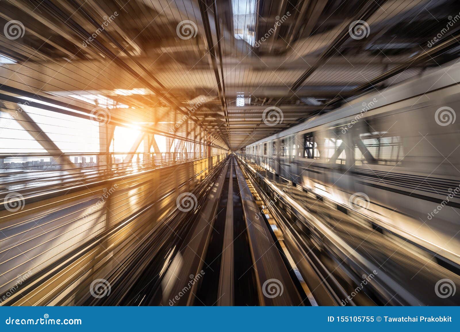 Motion Blur of Automatic Train Moving Inside Tunnel in Tokyo. Stock ...