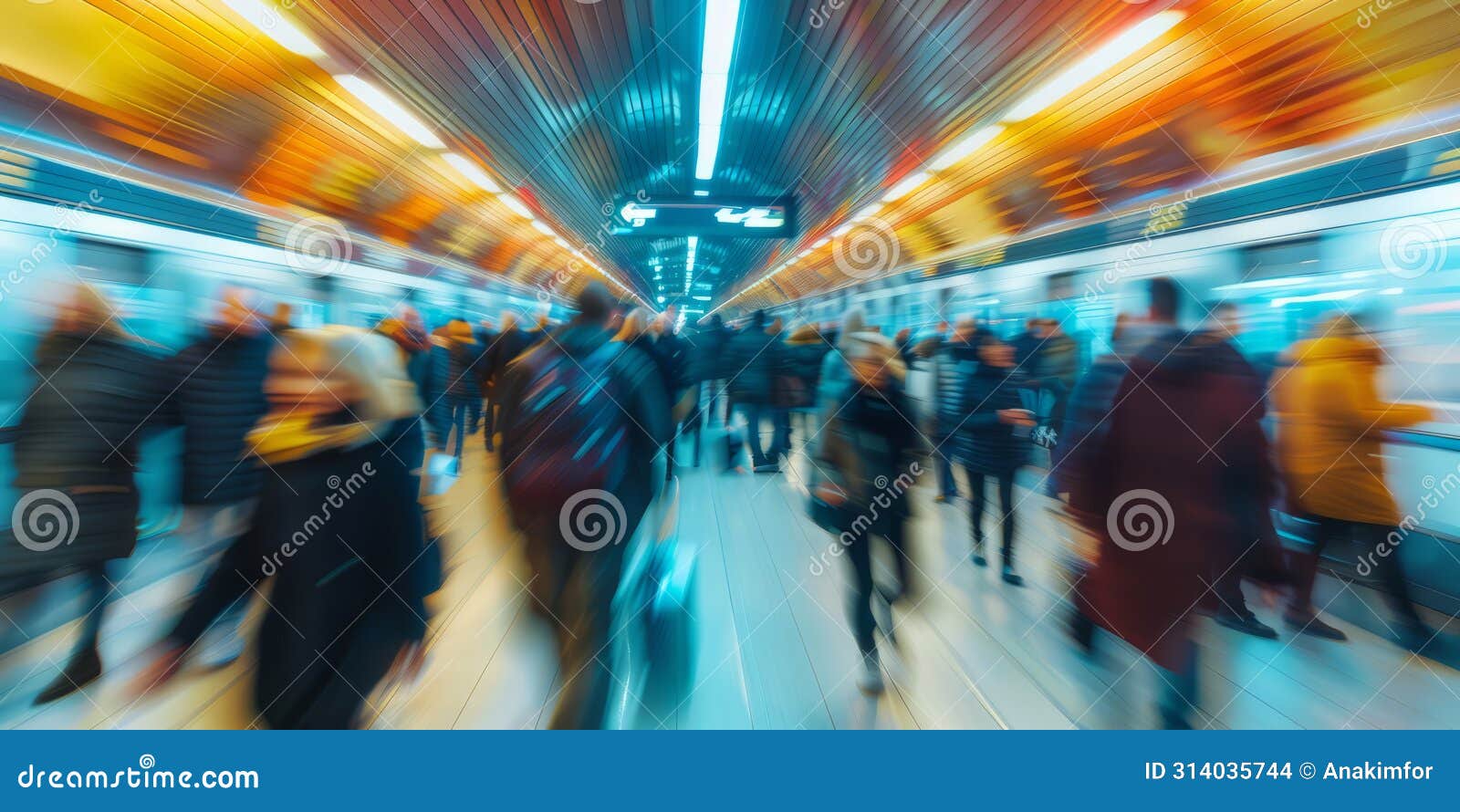 Motion Blur of Busy Subway Station with People Commuting Stock Photo ...