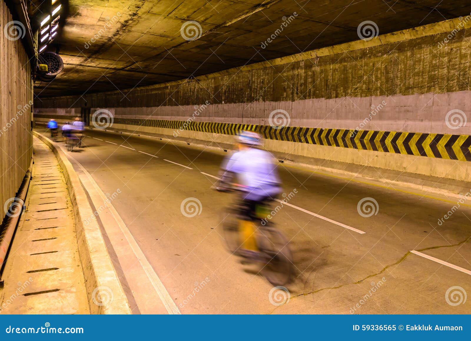 Underground Road Tunnel With Fenced Pedestrian Stairway On Left Royalty ...