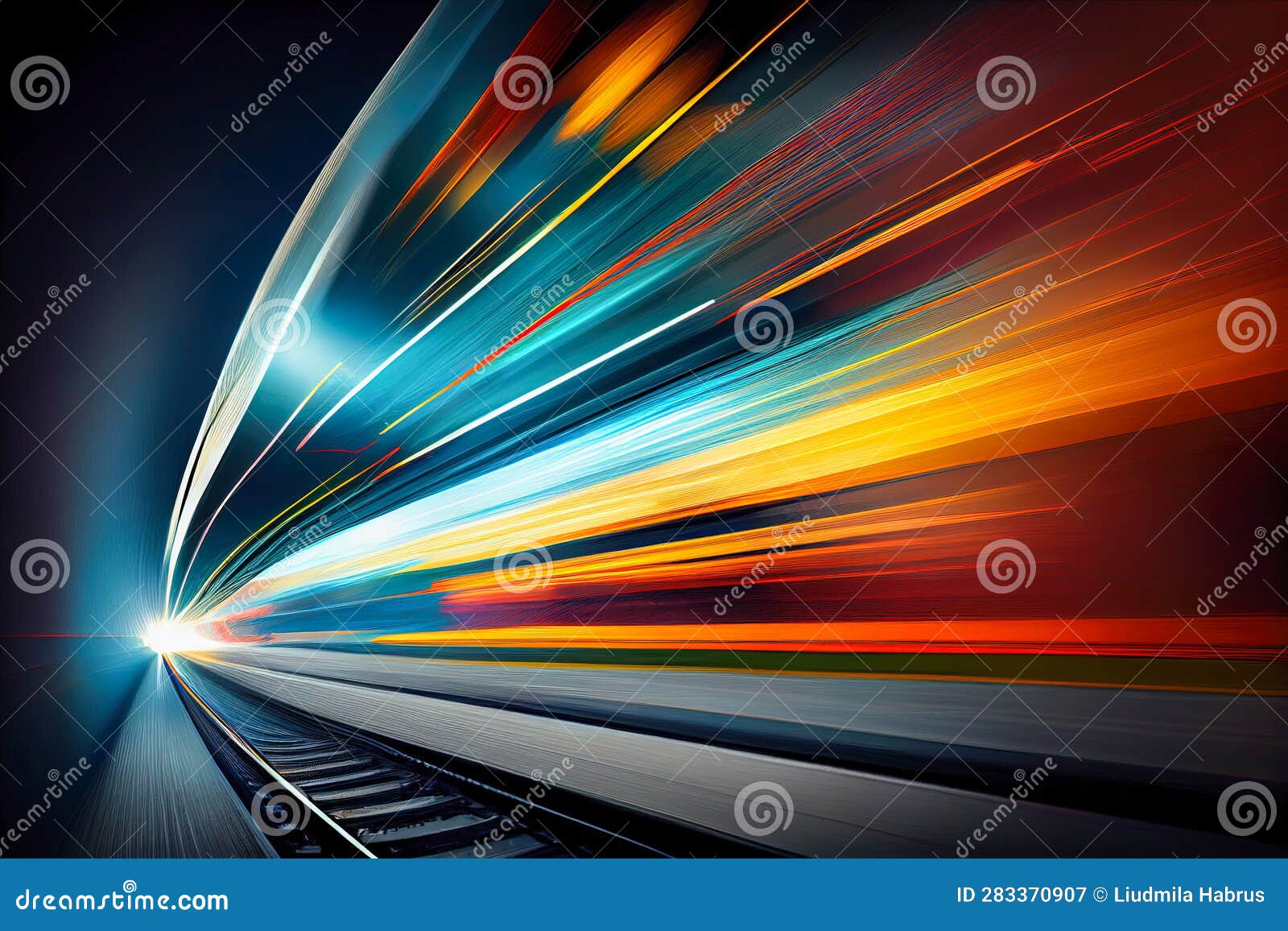 Motion Blur of High Speed Train Moving Fast in Tunnel, Abstract ...