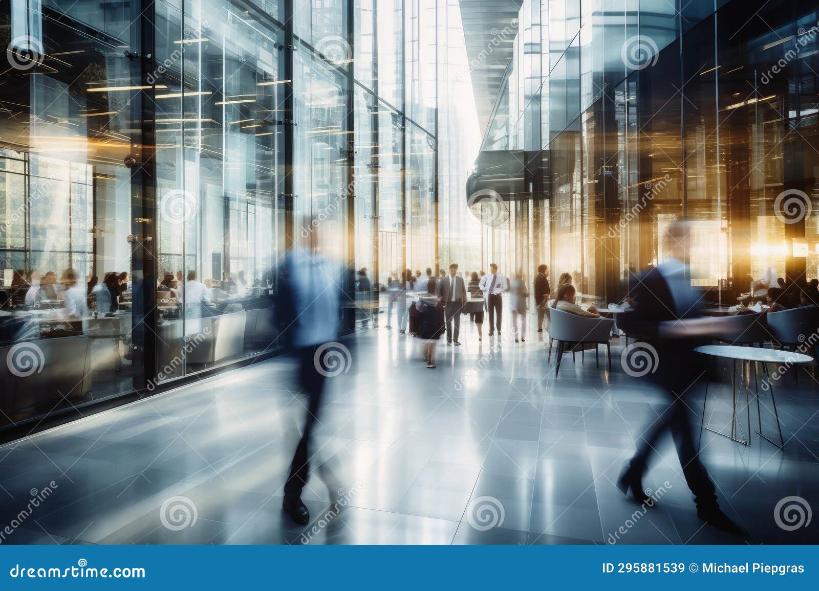 Motion Blur of People Walking in a Modern Office Stock Image - Image of ...