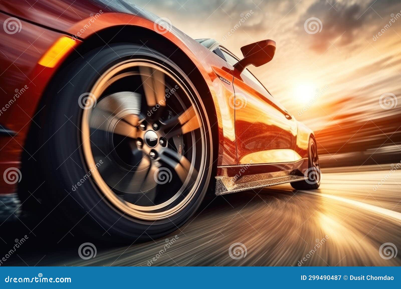 Motion Blur Shot, Curve Tail Light Drifting Car Wheels Stock ...