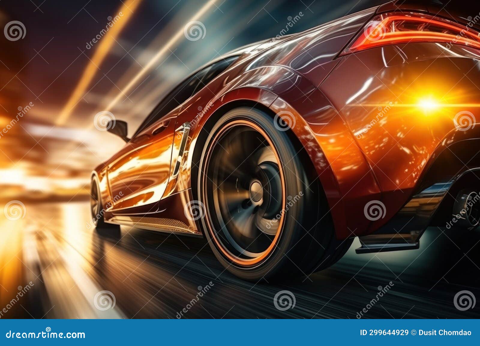 Motion Blur Shot, Curve Tail Light Drifting Car Wheels Stock Image ...