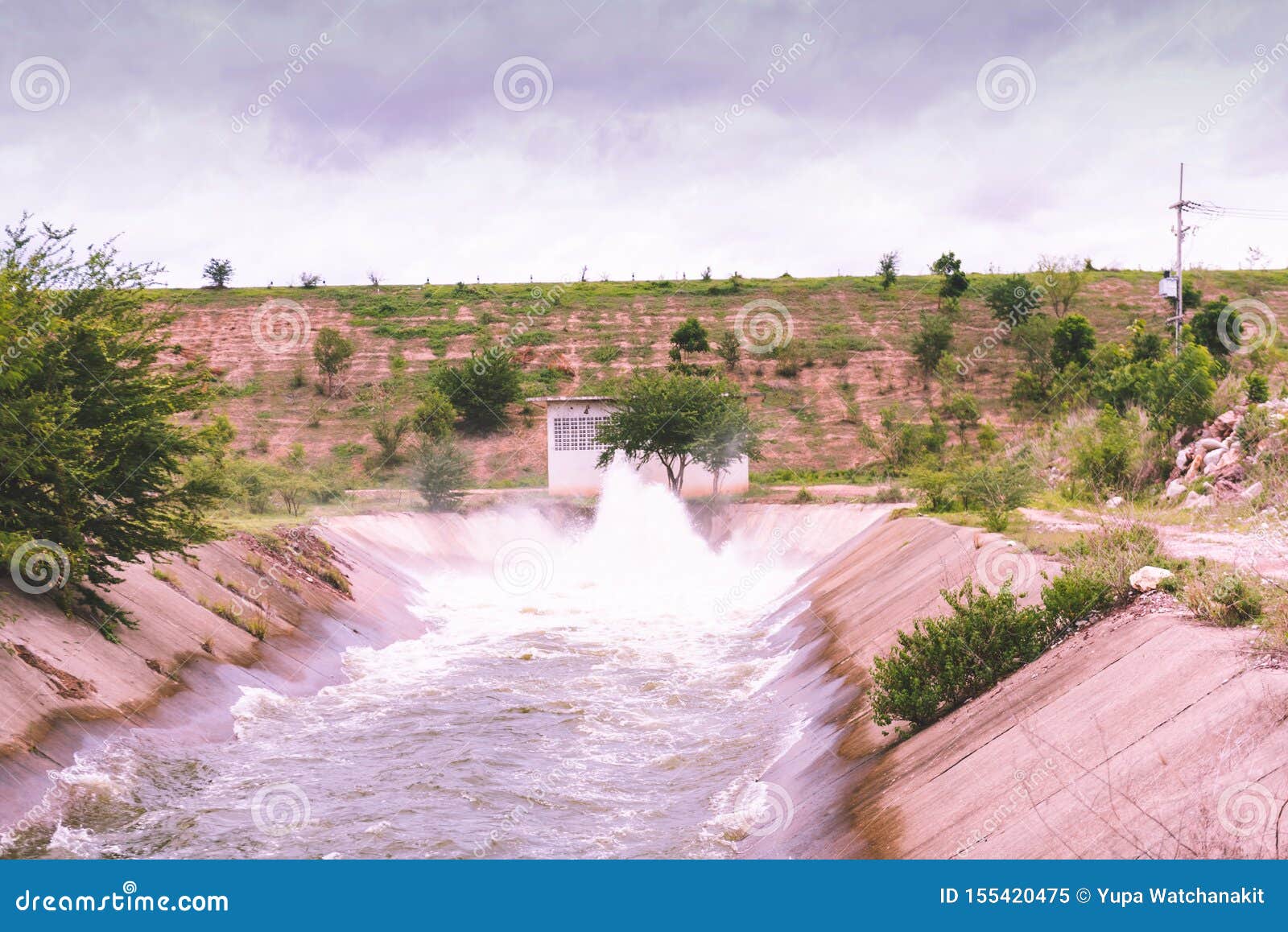 Motion Blur of Waterfall from Overflow of Dam Stock Image - Image of ...
