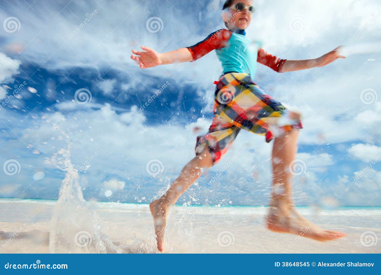 Motion Blurred Boy Running Fast Stock Image - Image of coastline ...
