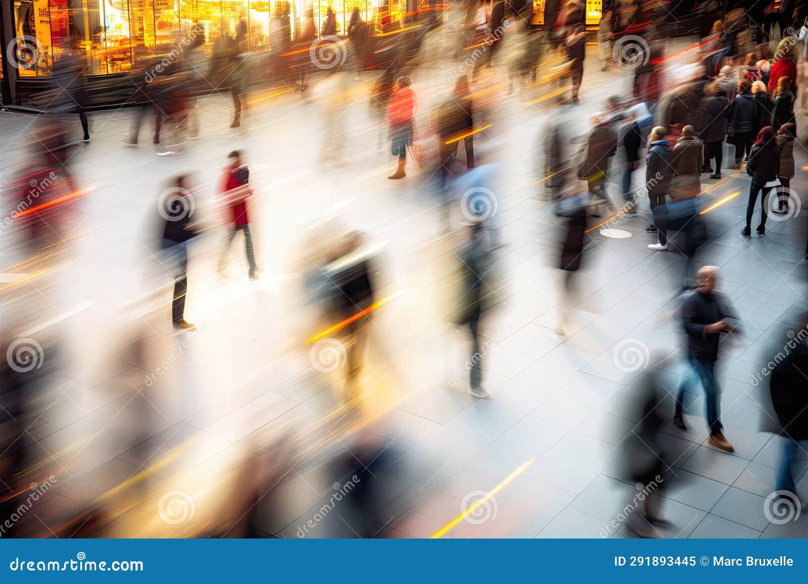 Motion Blurred Crowd Walking in the City, AI Generated Stock ...