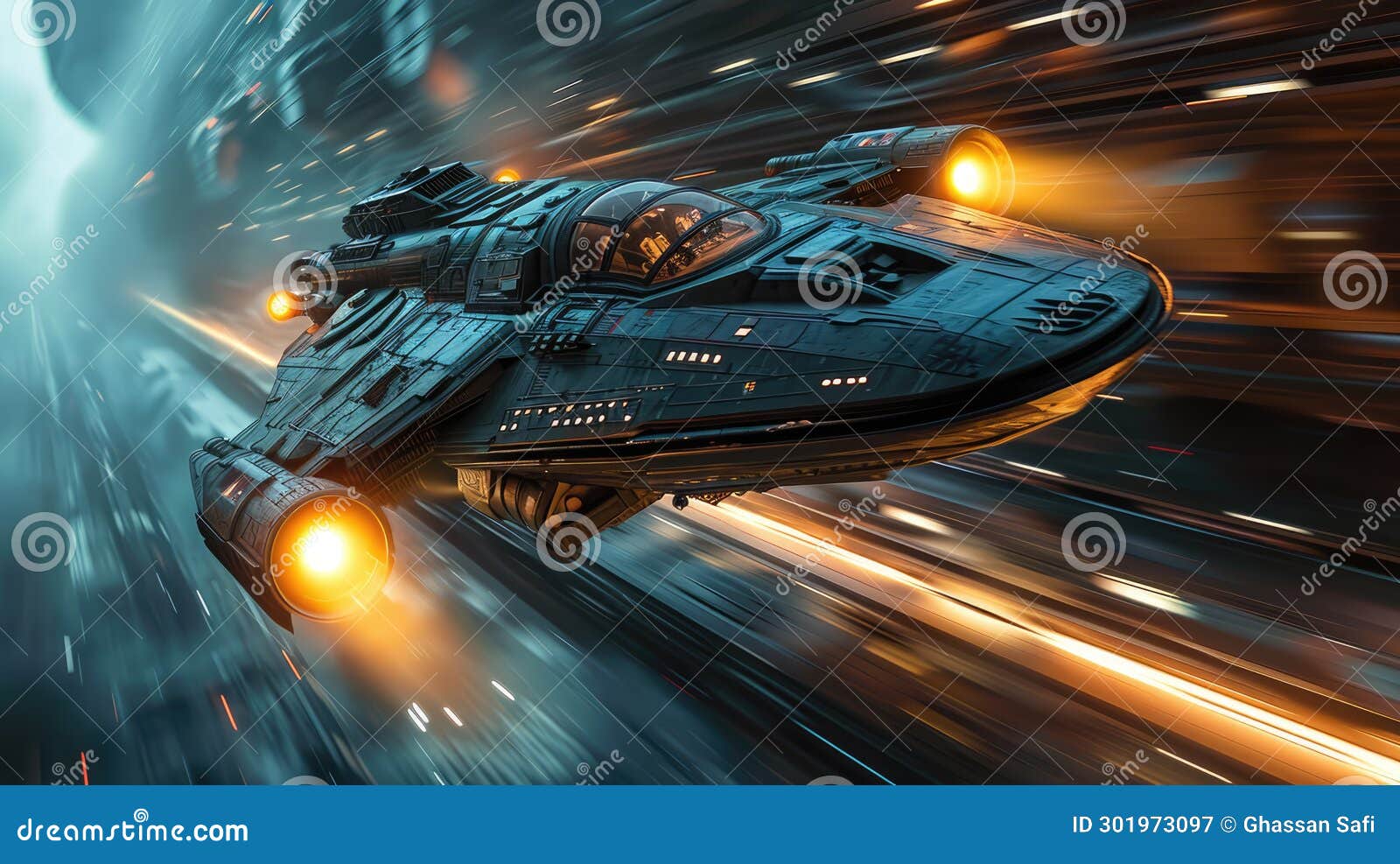 Motion Blurred Fast Approach of a Spaceship Stock Illustration ...