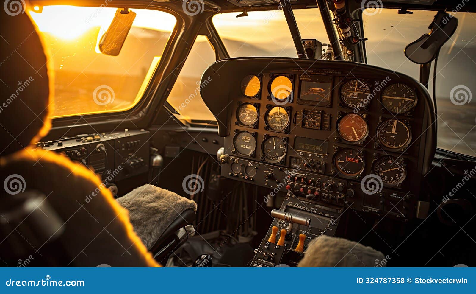 Helicopter Cab Interior Close Up Concept Of Private Or Business ...