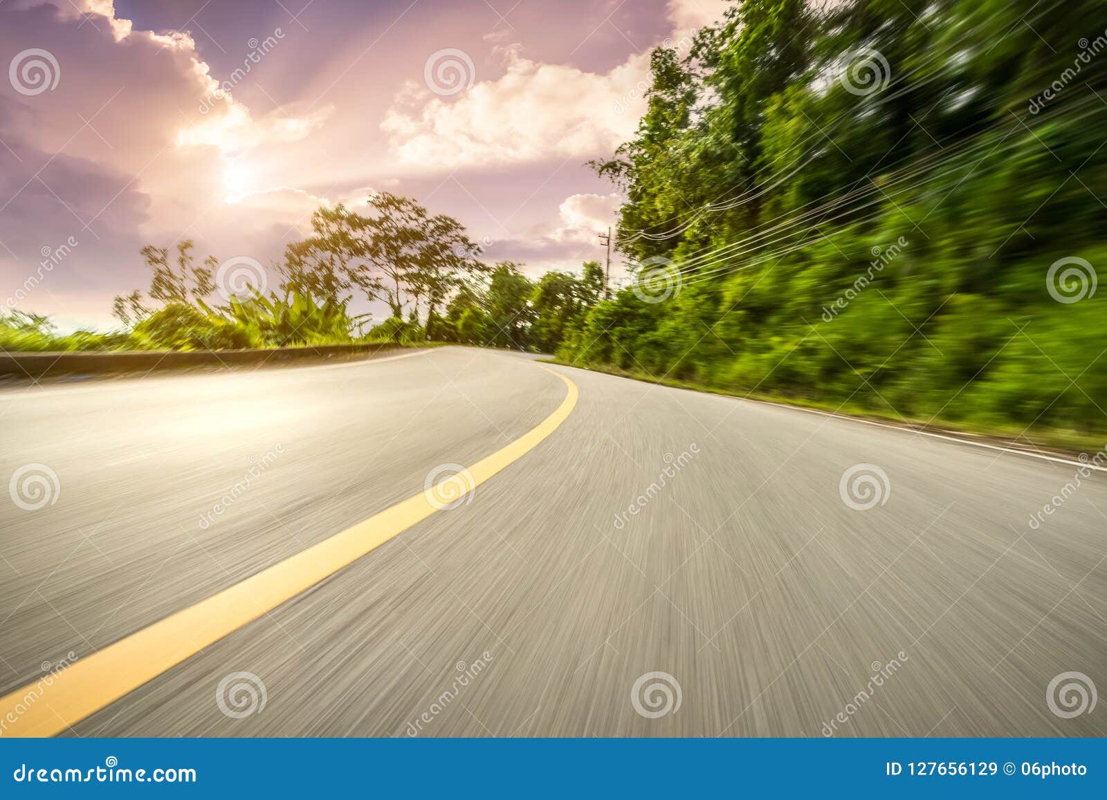 Blurred Highway Curve Lane Stock Photography | CartoonDealer.com #77036864
