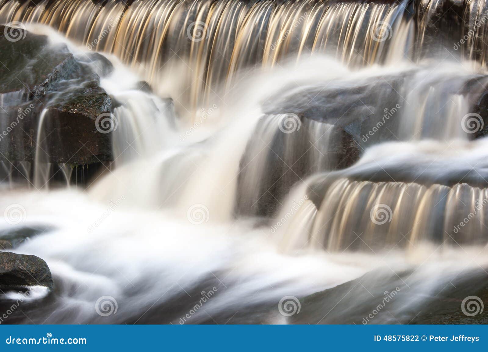 Motion Blurred Stream Falling Over a Weir Stock Photo - Image of ...