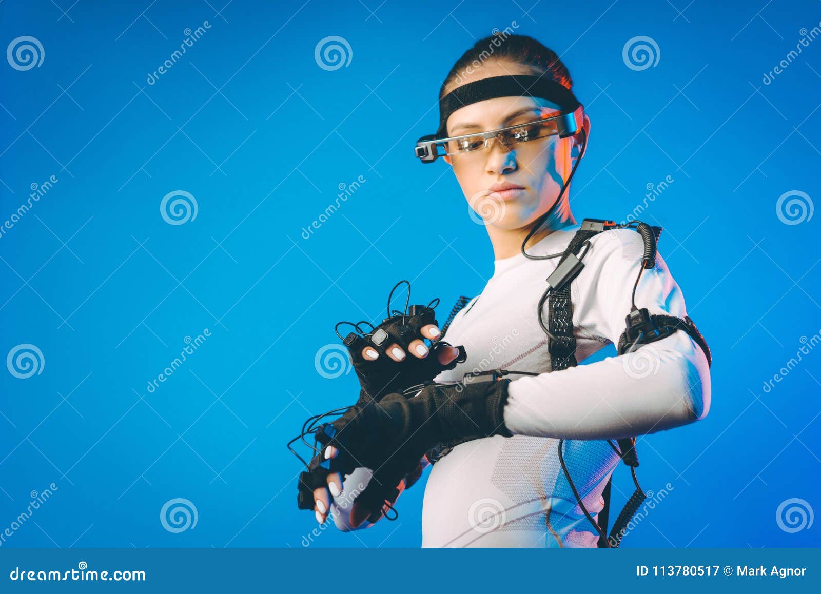 Motion Caption Virtual Reality Stock Image - Image of caucasian, happy ...