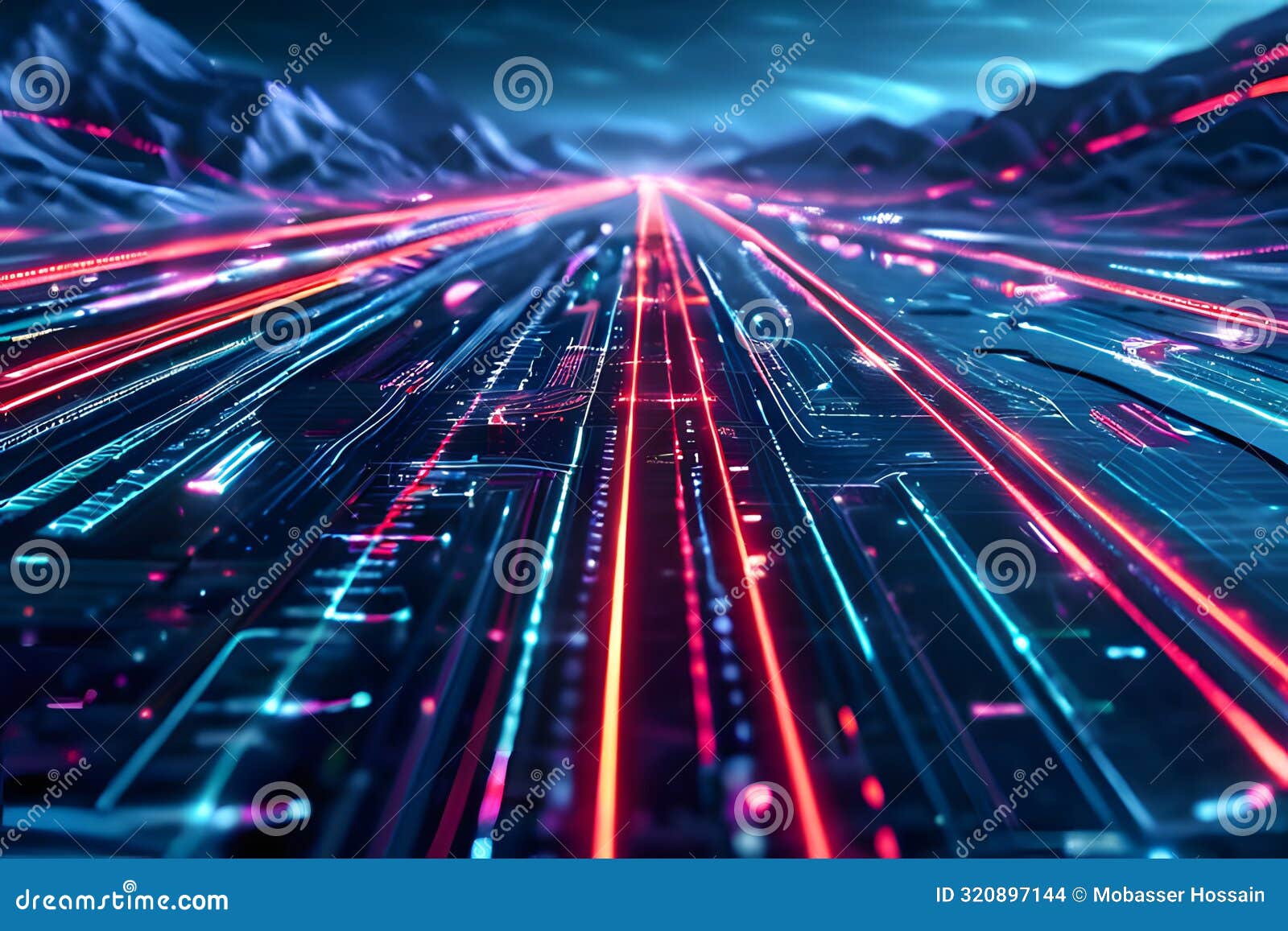 Acceleration on Tech Road, Electronic Highway, Conceptual Stock ...