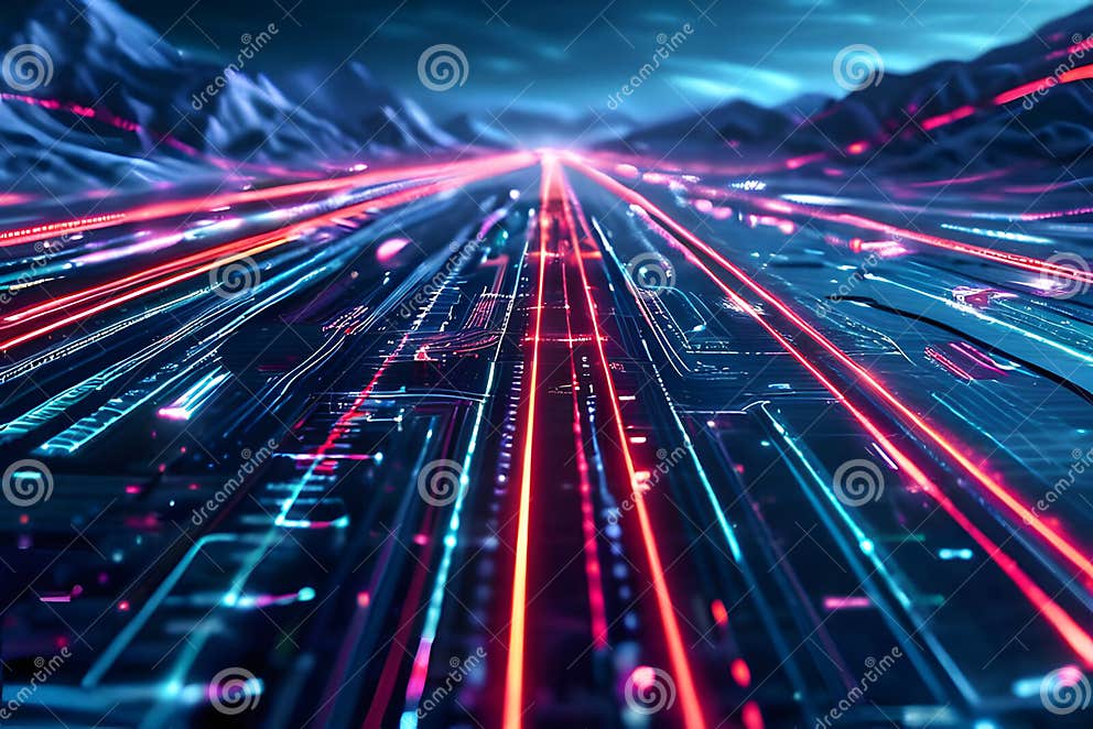 Acceleration on Tech Road, Electronic Highway, Conceptual Stock ...