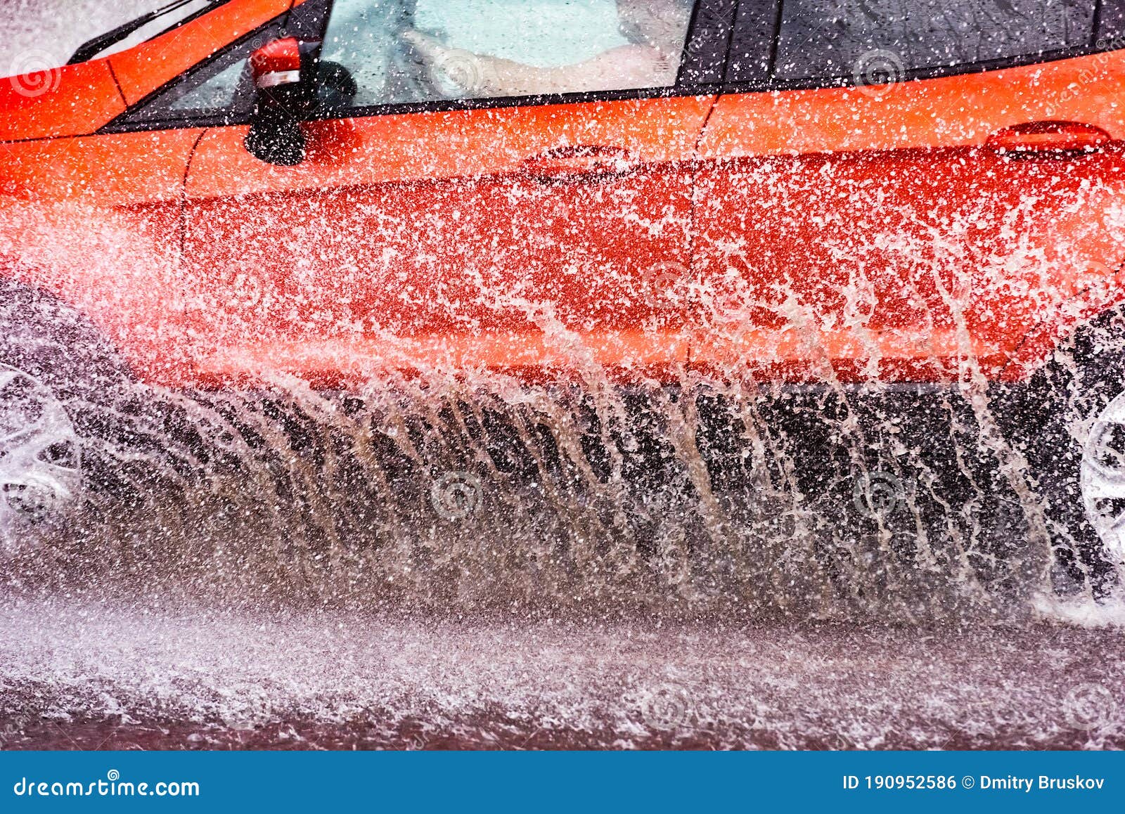 Car Rain Puddle Splashing Water Stock Photo - Image of splashing, heavy ...
