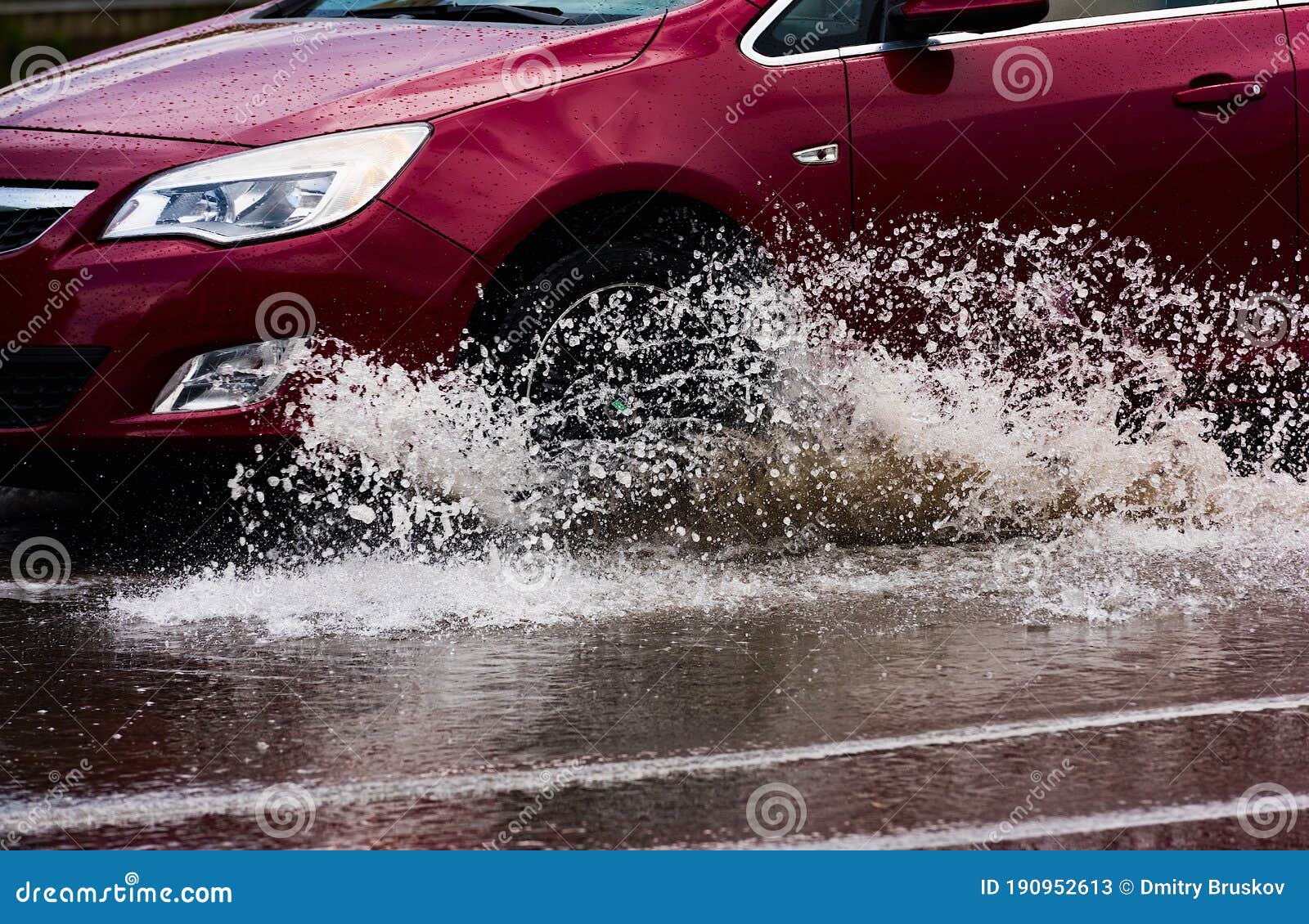 Car Rain Puddle Splashing Water Stock Image - Image of adventure, flood ...