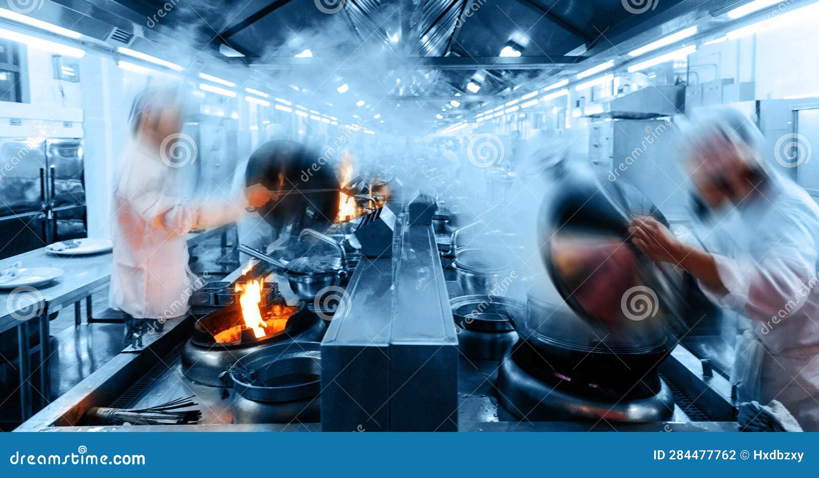 Motion Chefs Of A Restaurant Kitchen Stock Image | CartoonDealer.com ...