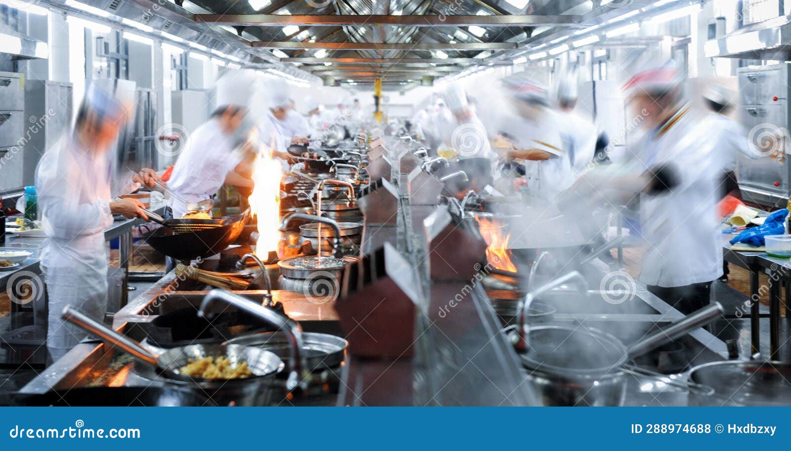 Chefs Working in Chinese Restaurant Kitchen Stock Photo - Image of ...