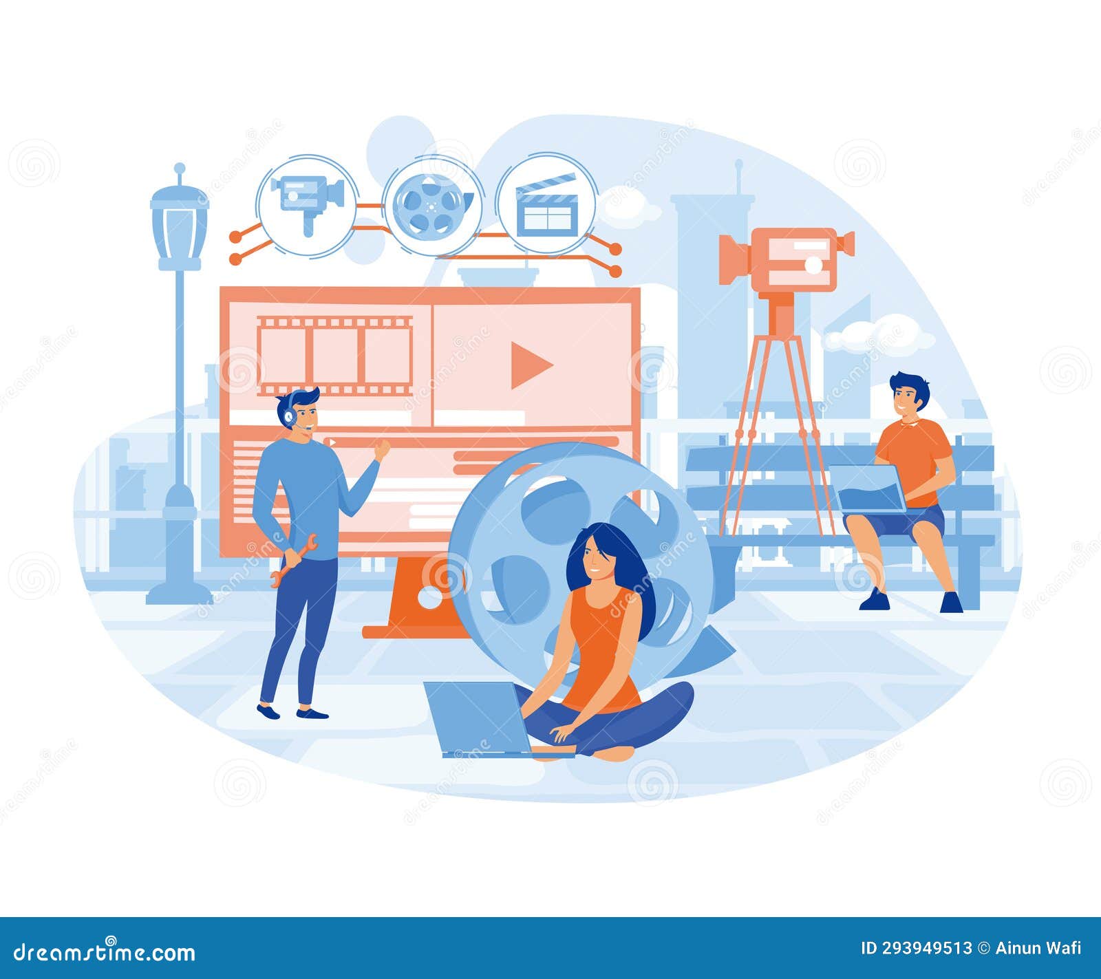 Motion Designers And Animators Creating Video, Flat Vector Illustration ...
