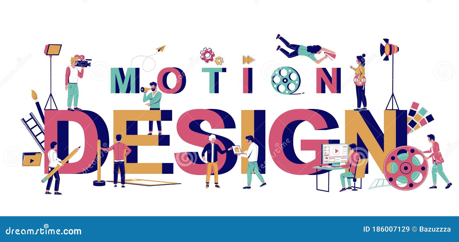 Motion Design Typography Banner Template, Vector Flat Illustration ...
