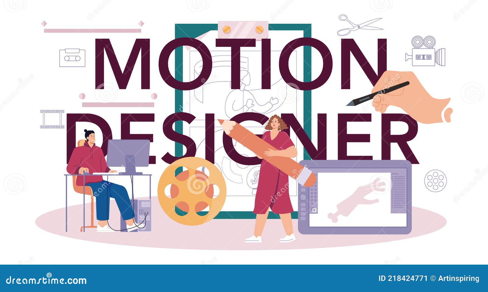 Motion Designer At Work. Animator Making, Designing Animation With ...