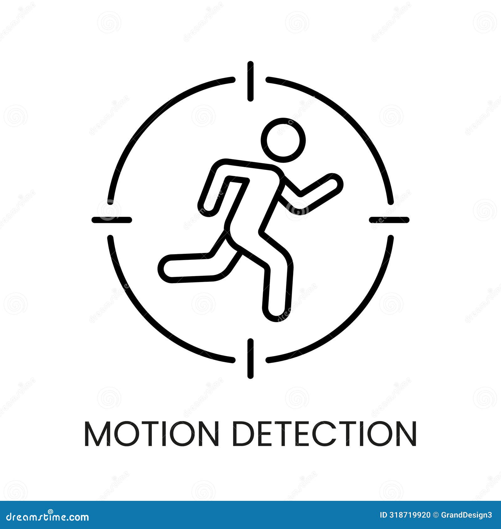 Motion Detection Line Vector Icon with Editable Stroke for Placement on ...