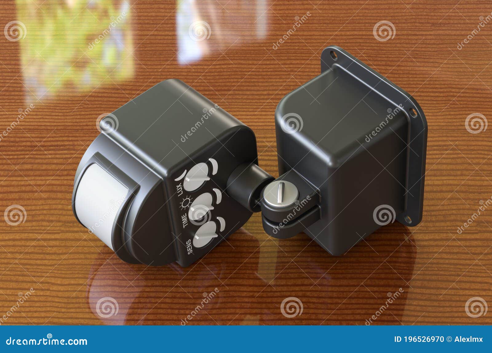 Motion Detector on the Wooden Table. 3D Rendering Stock Illustration ...