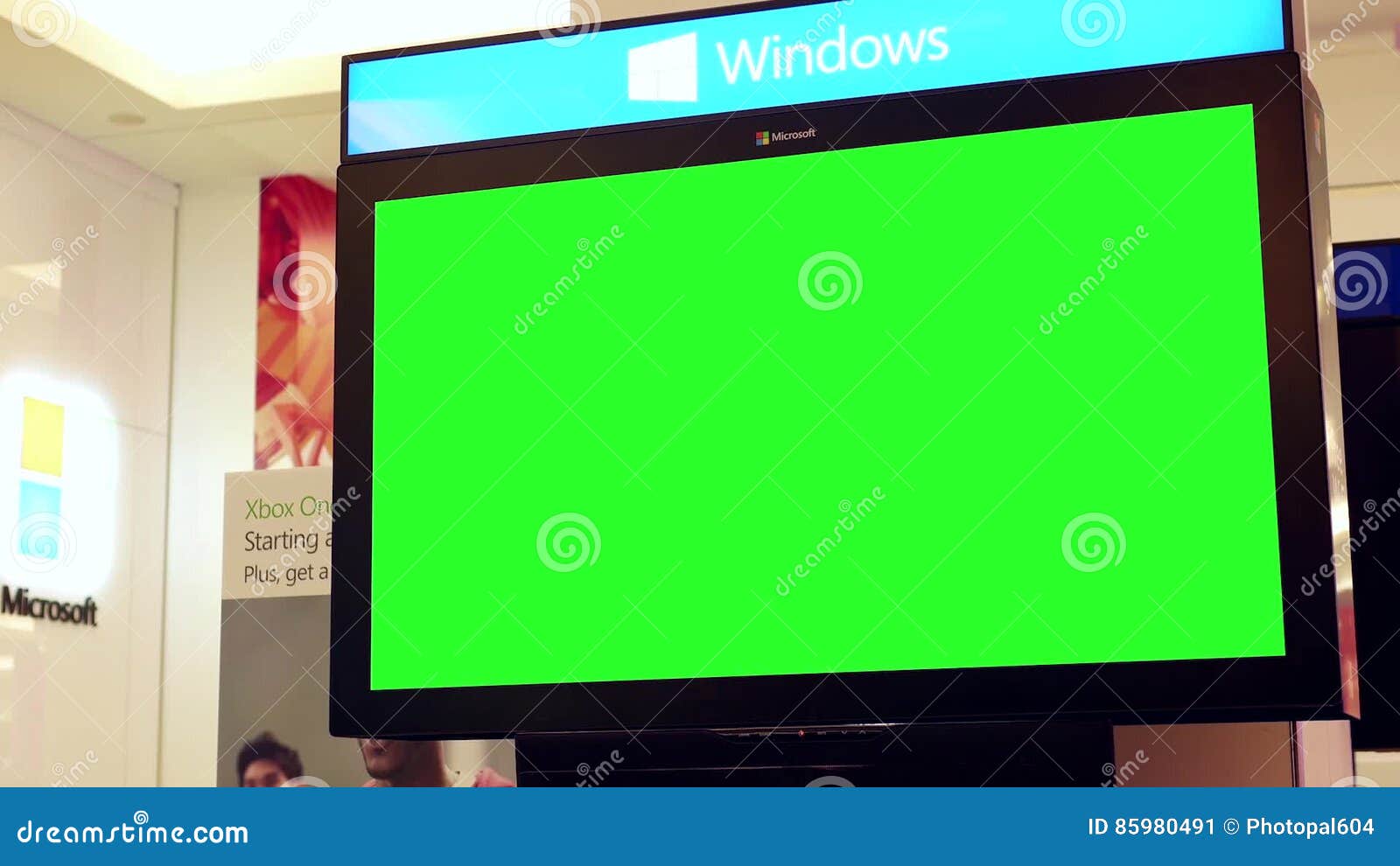 Motion of Display Big Green Screen Tv Stock Video - Video of connection ...