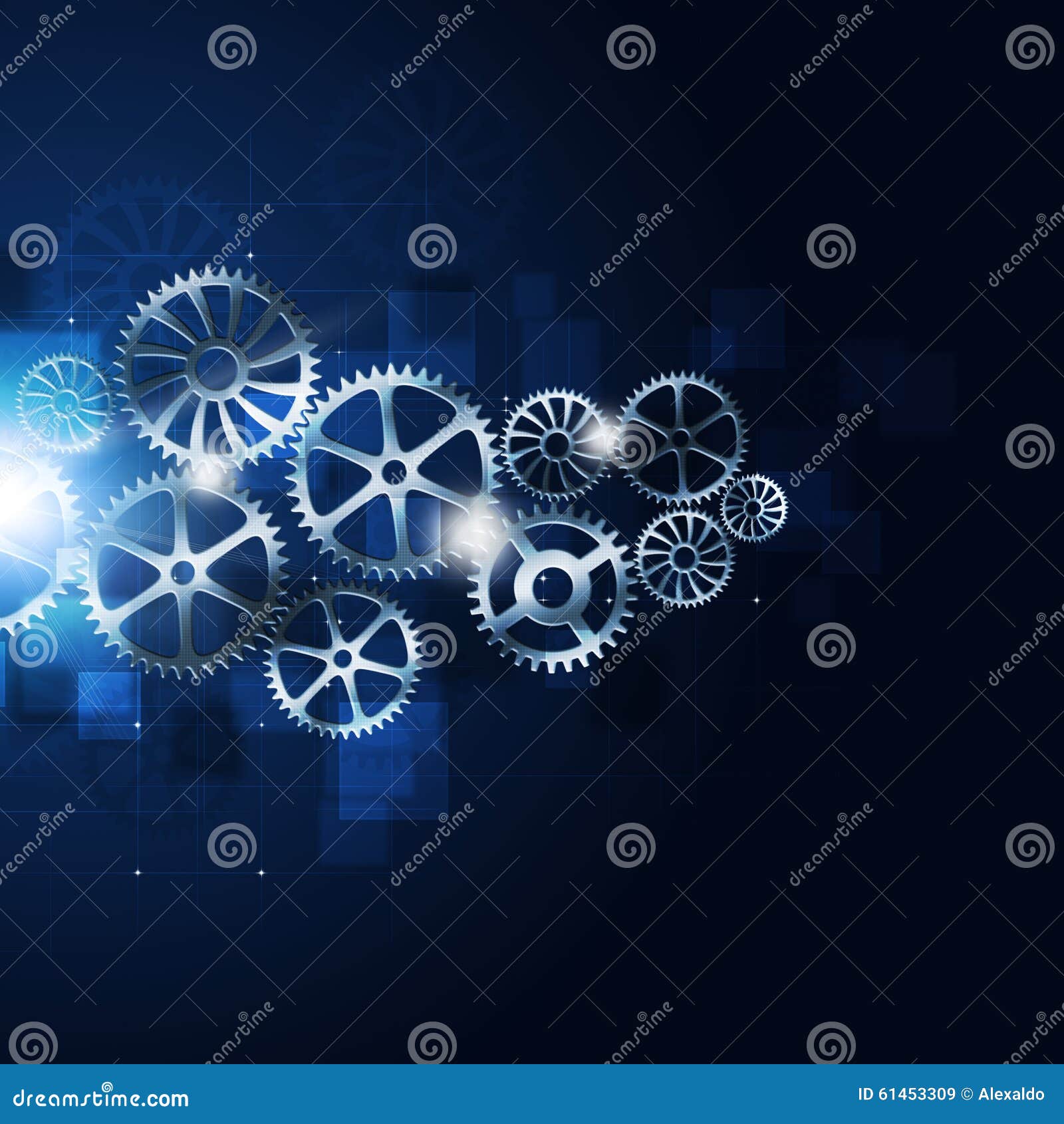 Motion Gears Abstract Blue Background Stock Illustration - Illustration ...